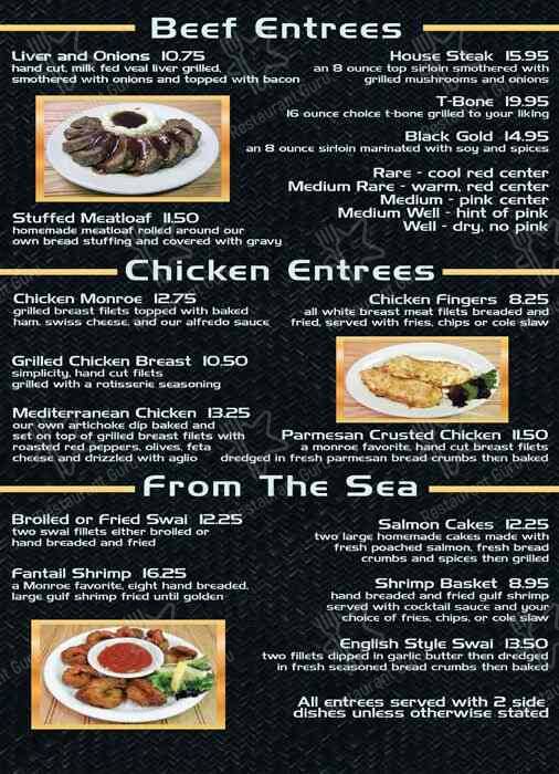Menu at Monroe Hotel pub & bar, Butler