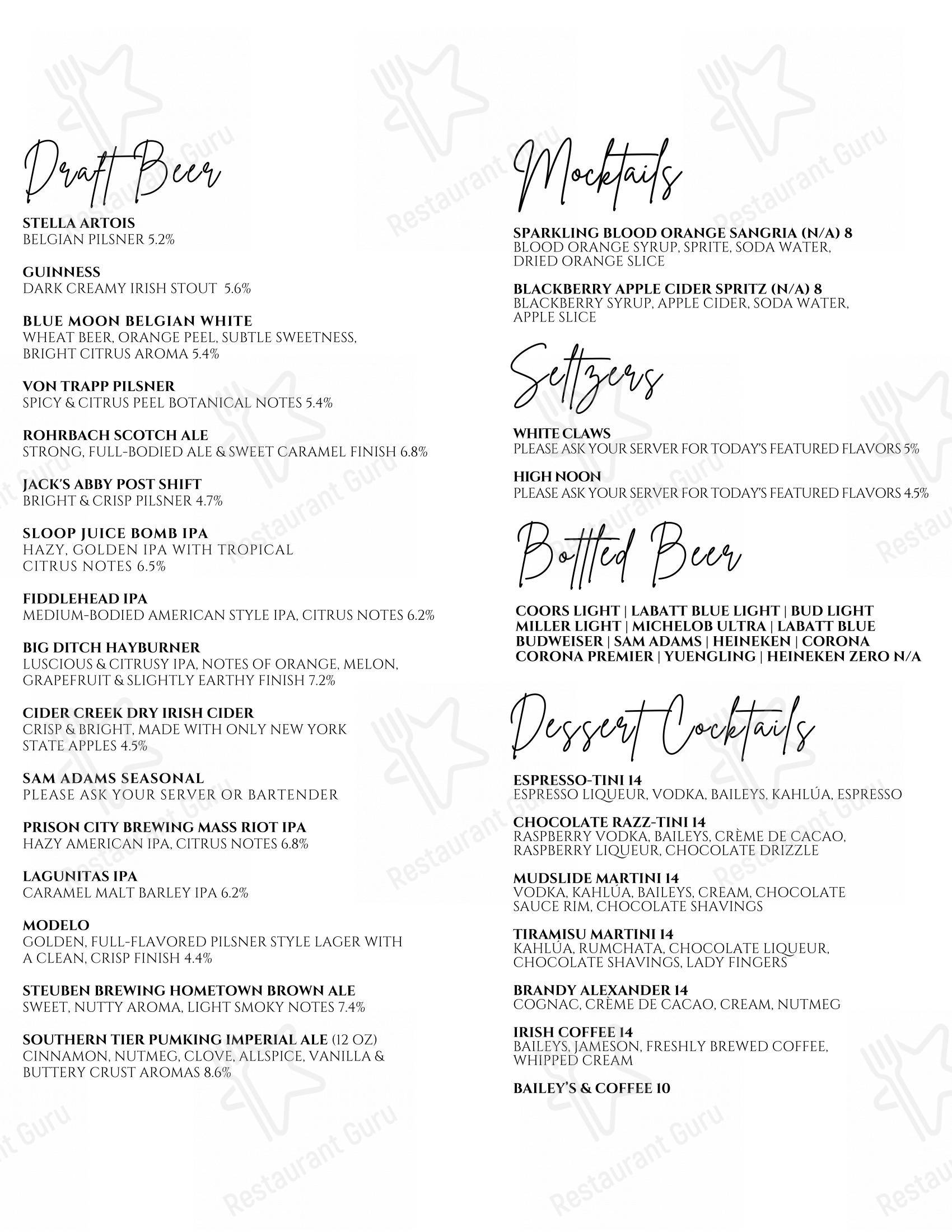 Menu at Monroes Restaurant, Rochester