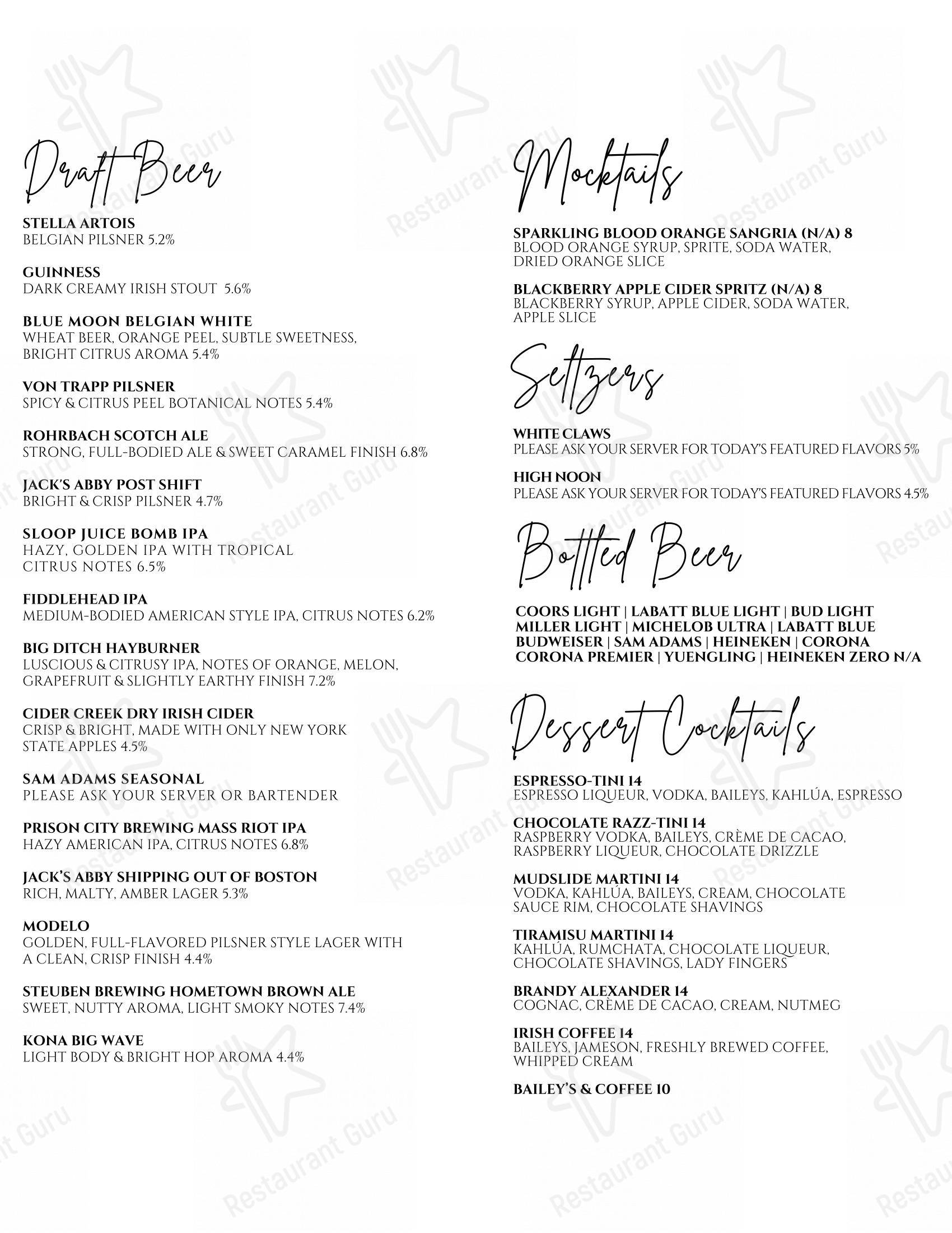 Menu at Monroes Restaurant, Rochester