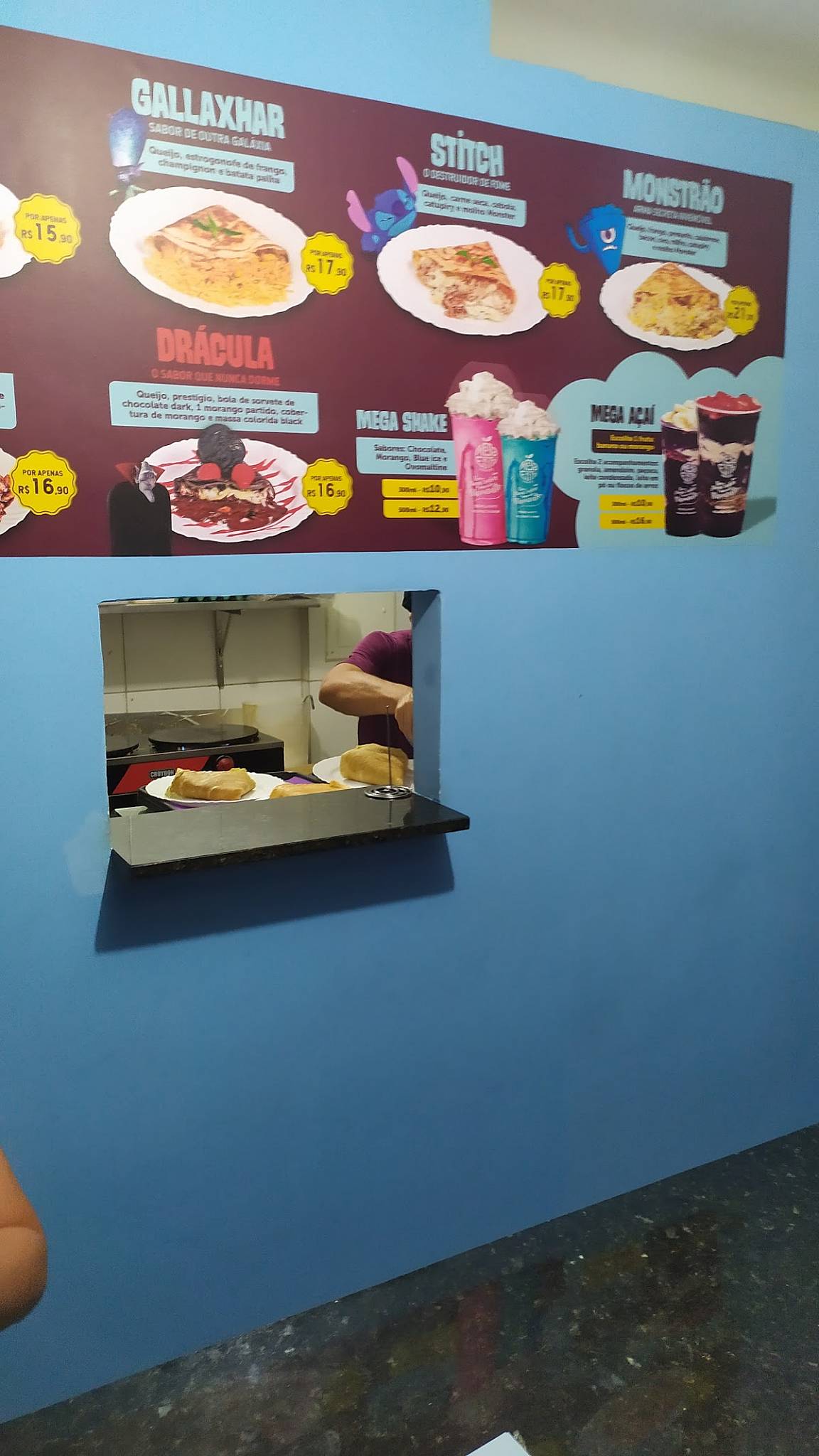 Menu em Monster Crepe, Brasília