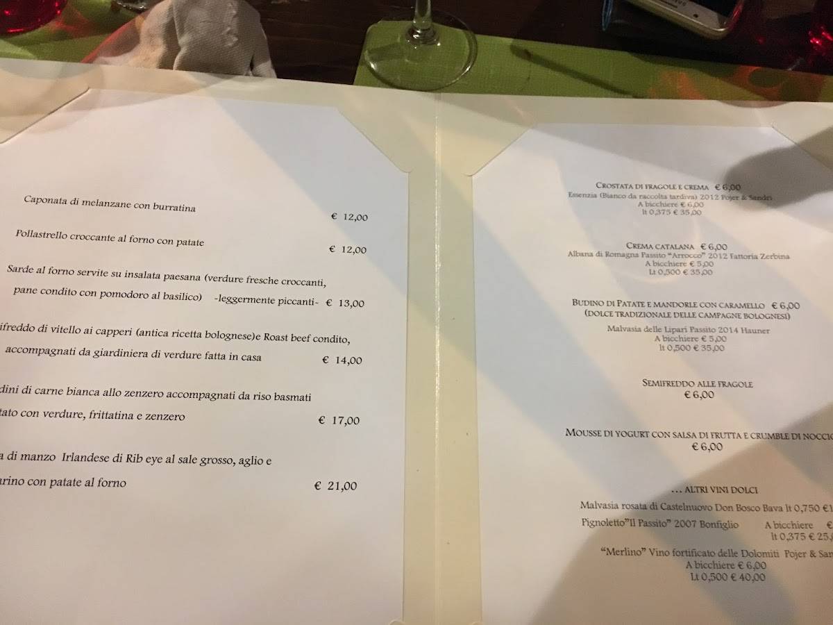 Menu da Trattoria Monte Donato ristorante, Bologna