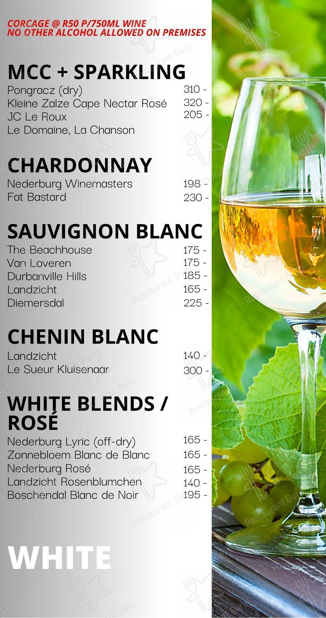 Menu at Monte Louis restaurant, Douglas
