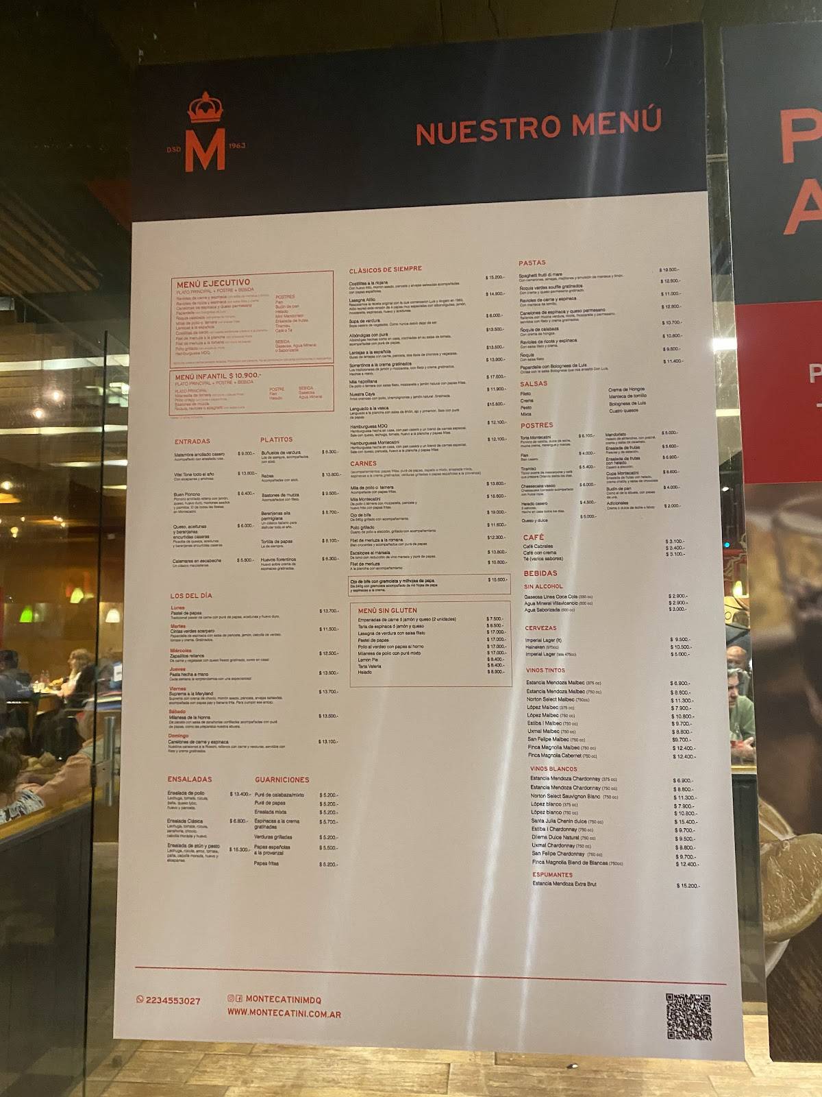 Carta del restaurante Montecatini Colón, Mar del Plata, Av. Colón 2309