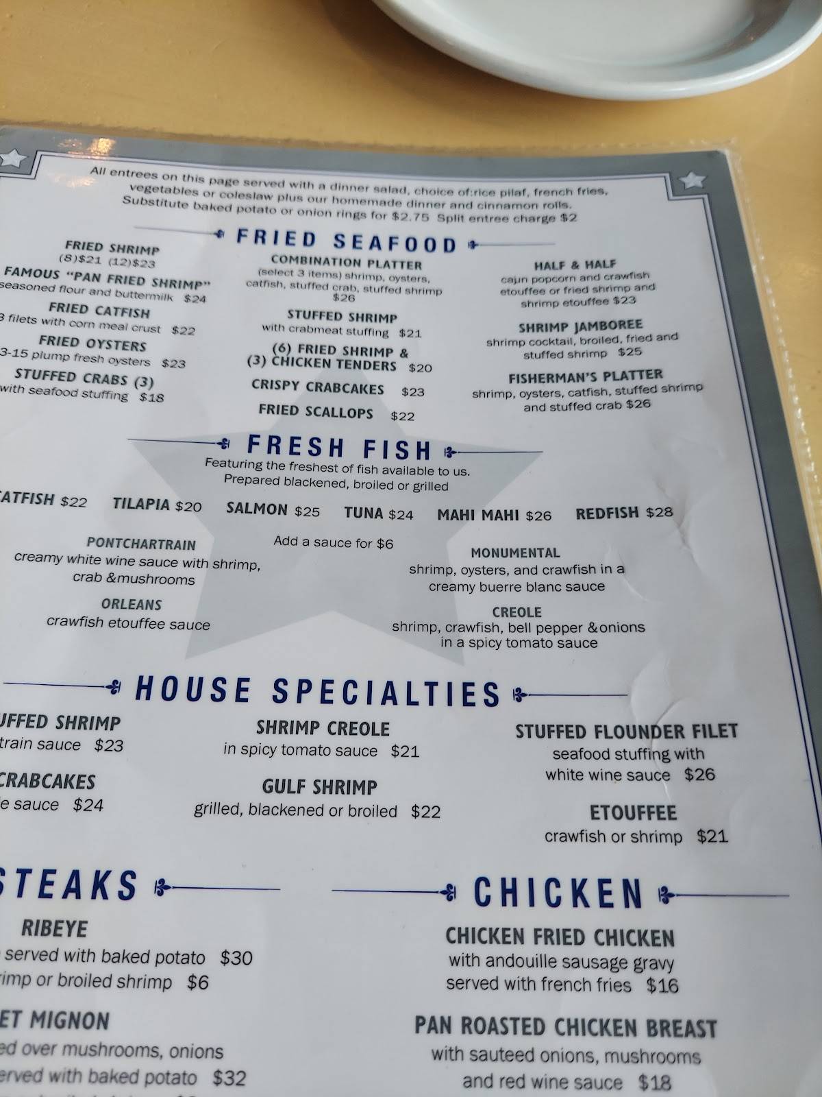 Menu at Monument Inn restaurant, La Porte, Independence Pkwy
