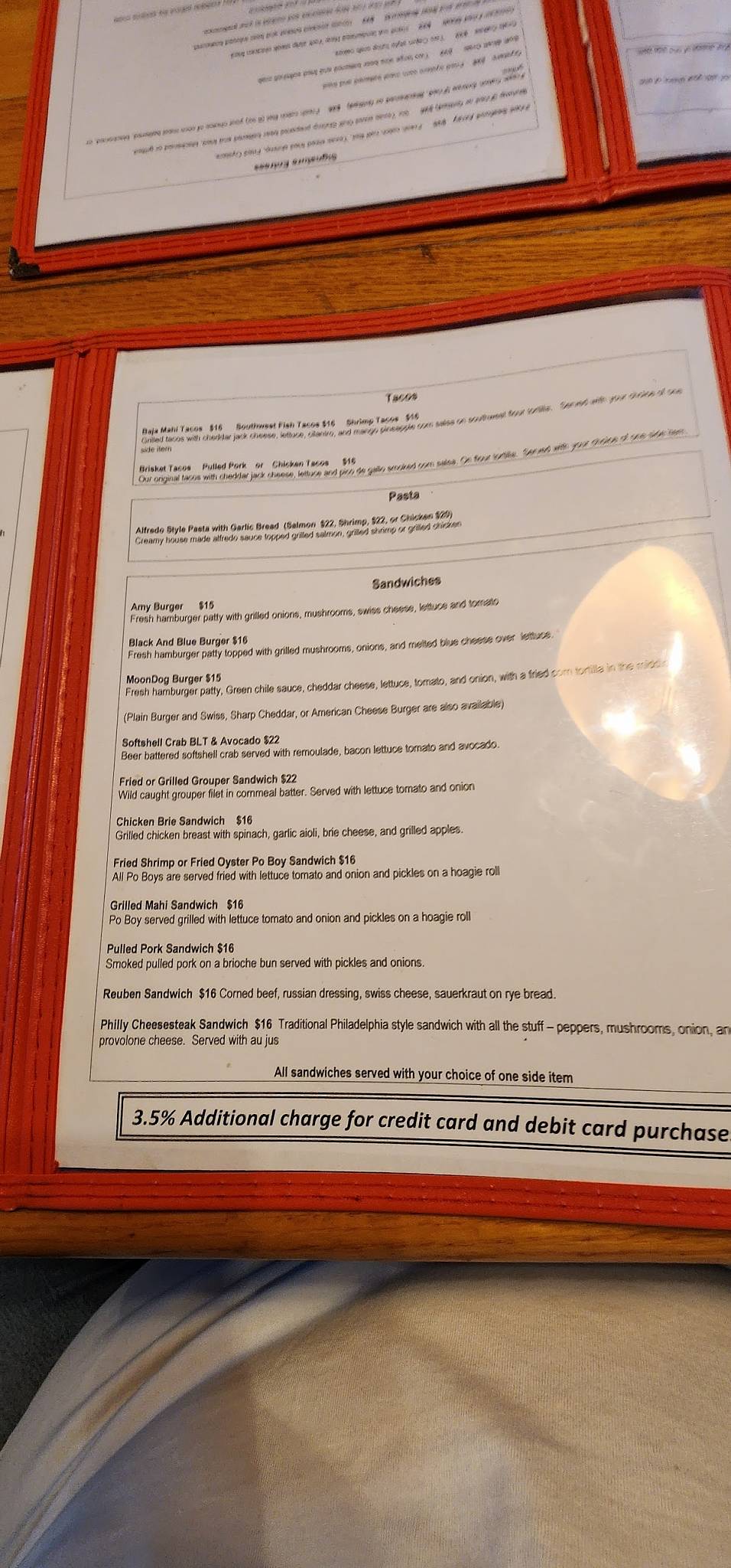 Menu at Moondog Seaside Eatery pub & bar, Fulton
