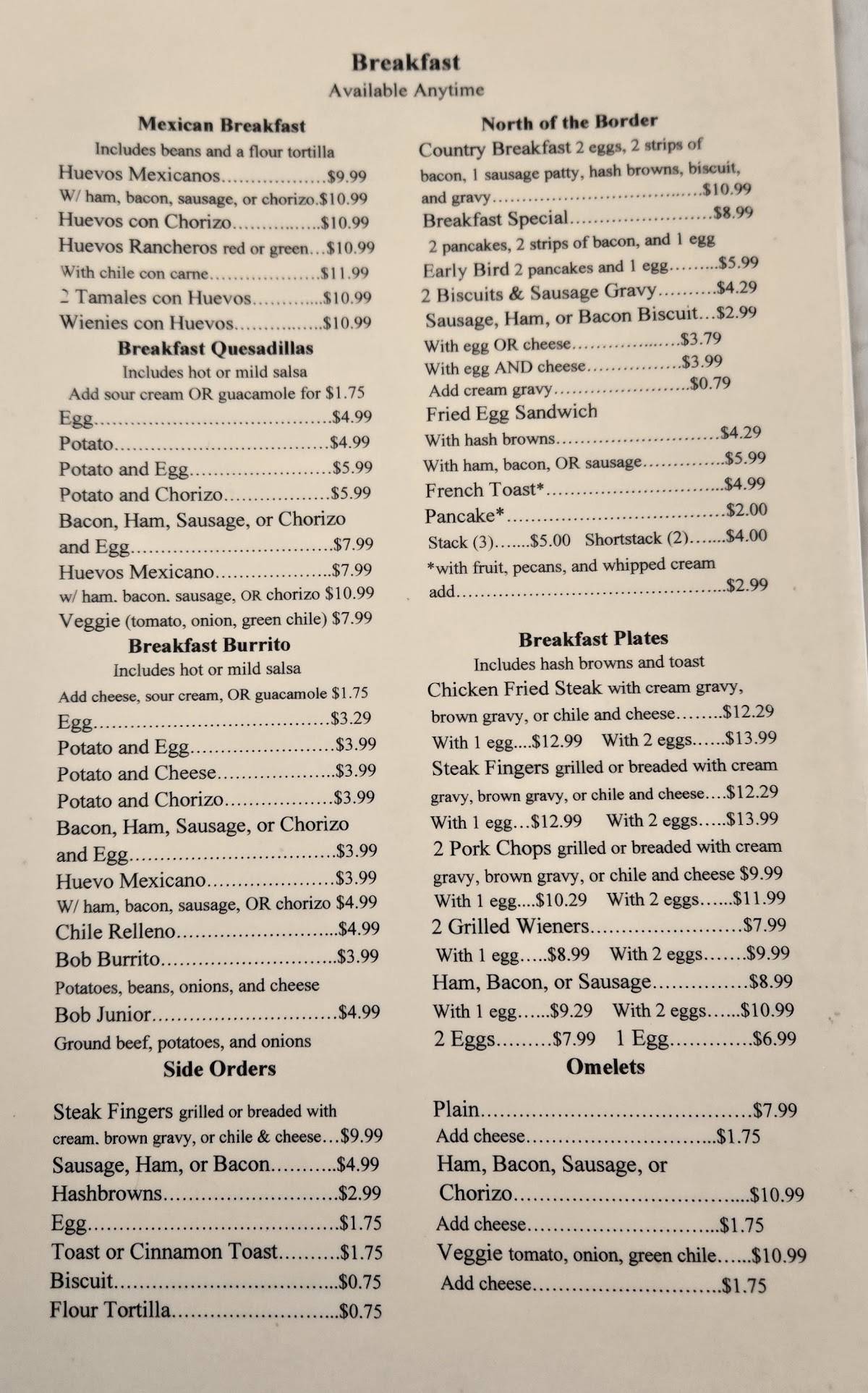 Menu at Moongate Cafe, Las Cruces, 9545 Bataan Mem W