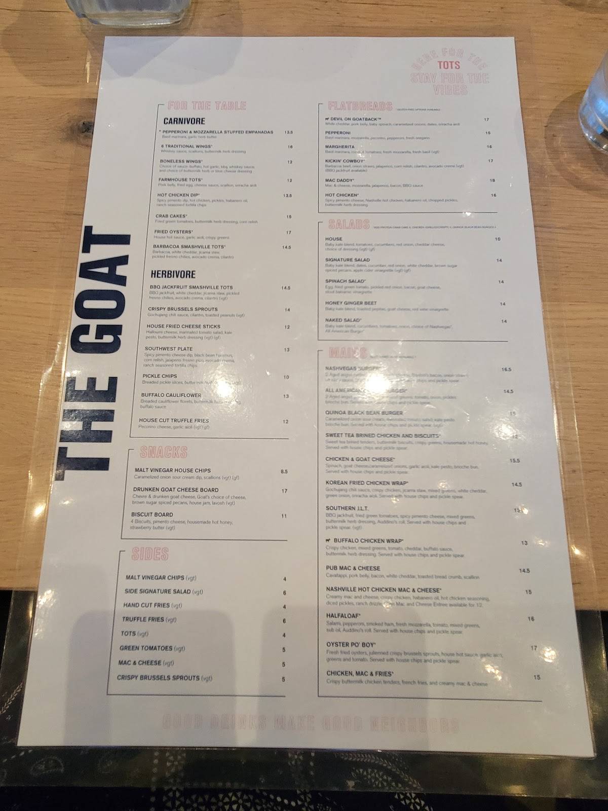 Menu at Morning Ritual by The Goat, Nashville
