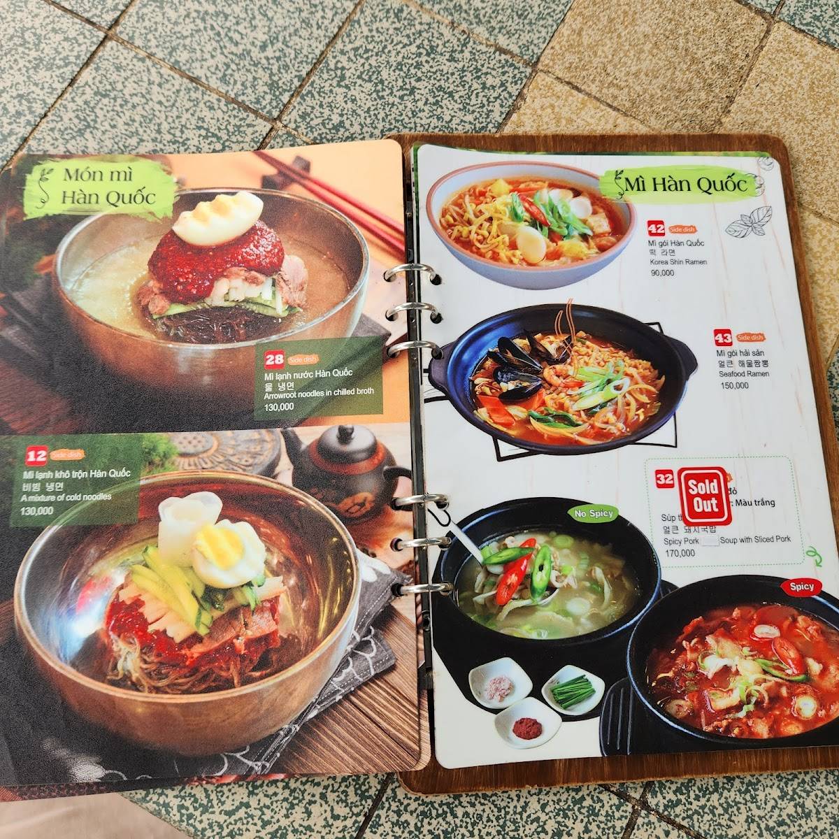 Menu at Mr. BBQ, Ho Chi Minh City