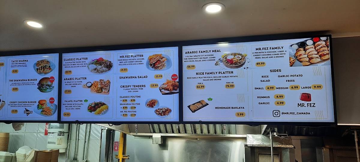 Carta del restaurante Mr. Fez Shawarma, Ottawa