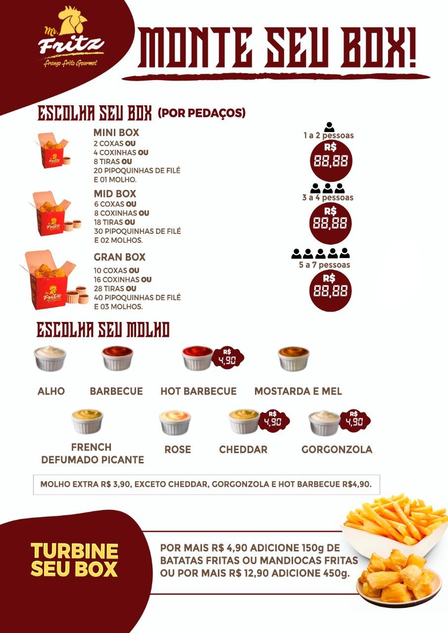 Menu at Mr. Fritz Fortaleza - Frango Frito Gourmet restaurant, Fortaleza