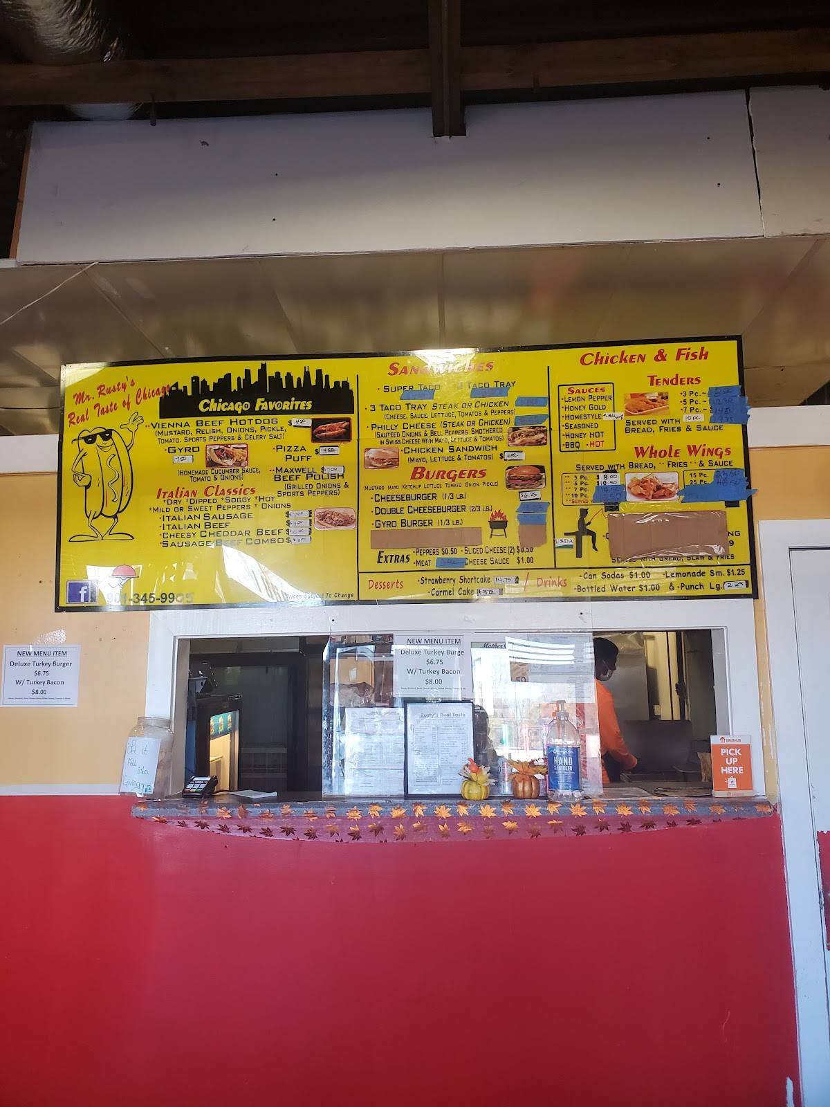 Menu at Mr Rusty's Taste of Chicago fast food, Memphis