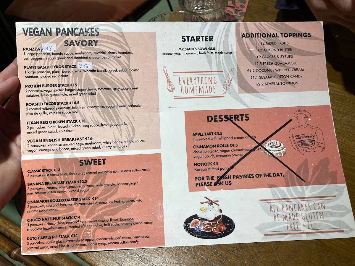 Menu at Mr. Stacks, Amsterdam