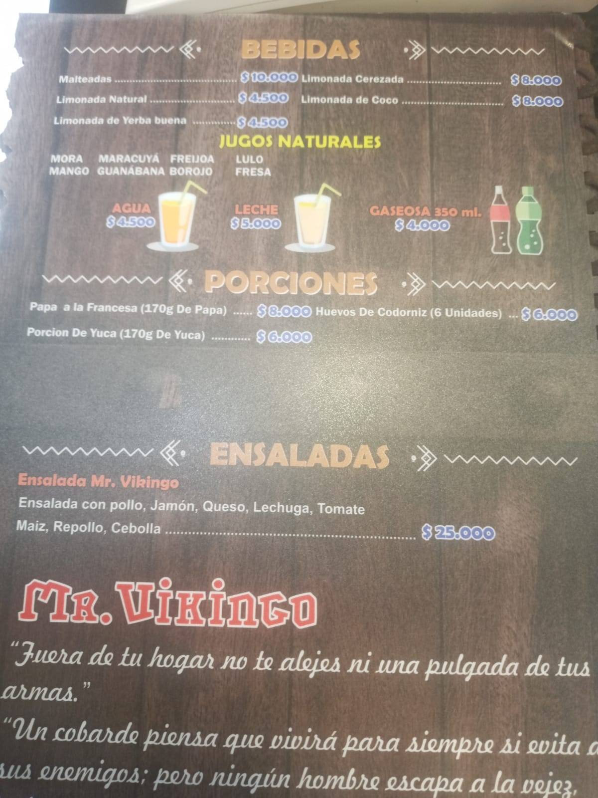 Carta del restaurante Mr Vikingo Compartir, Soacha