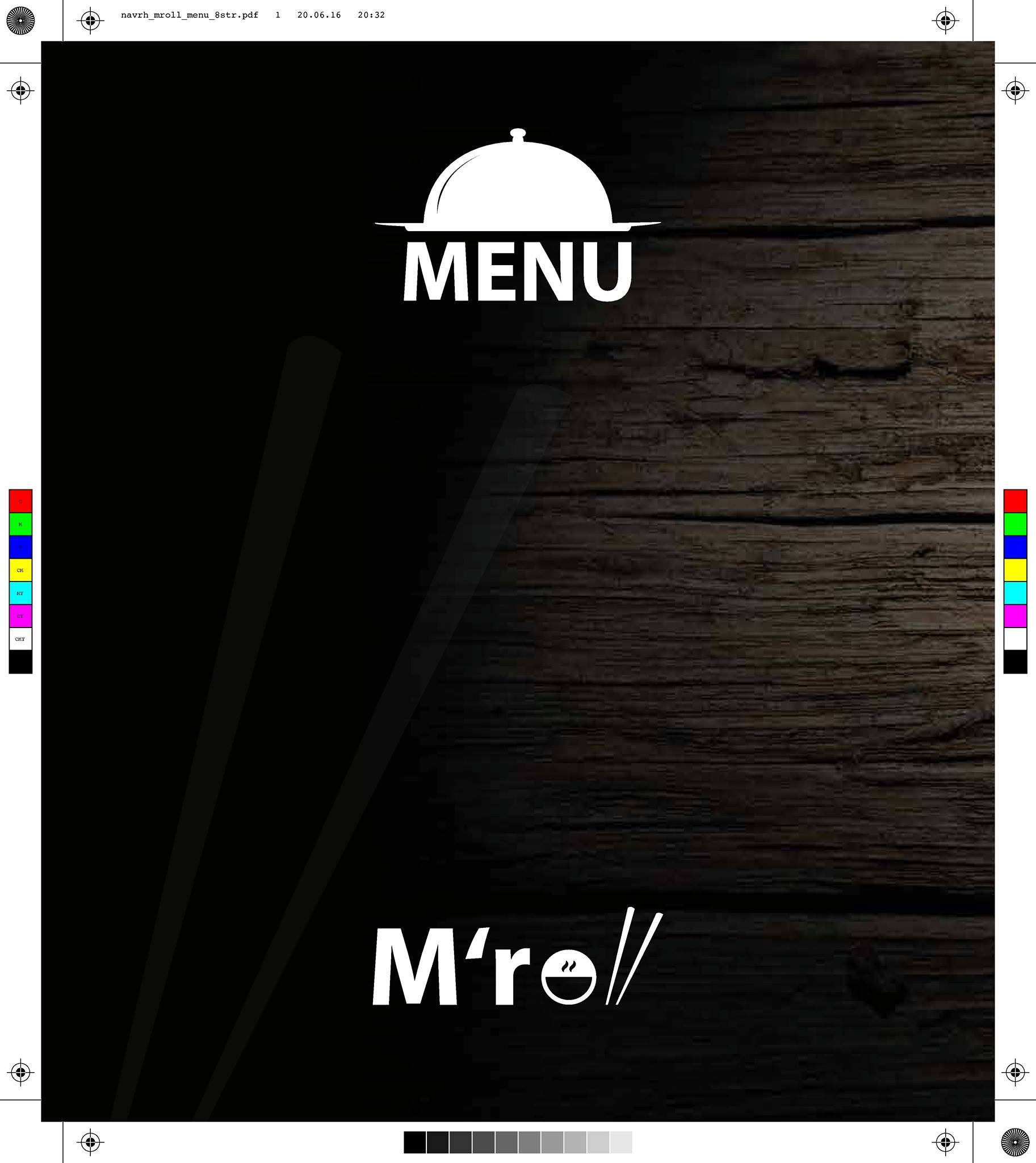 Menu at M’roll restaurant, Prague