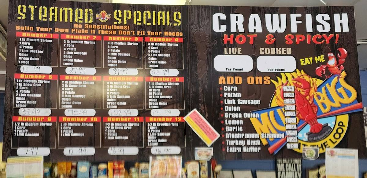 Menu at Mudbugs restaurant, Mobile, Government St