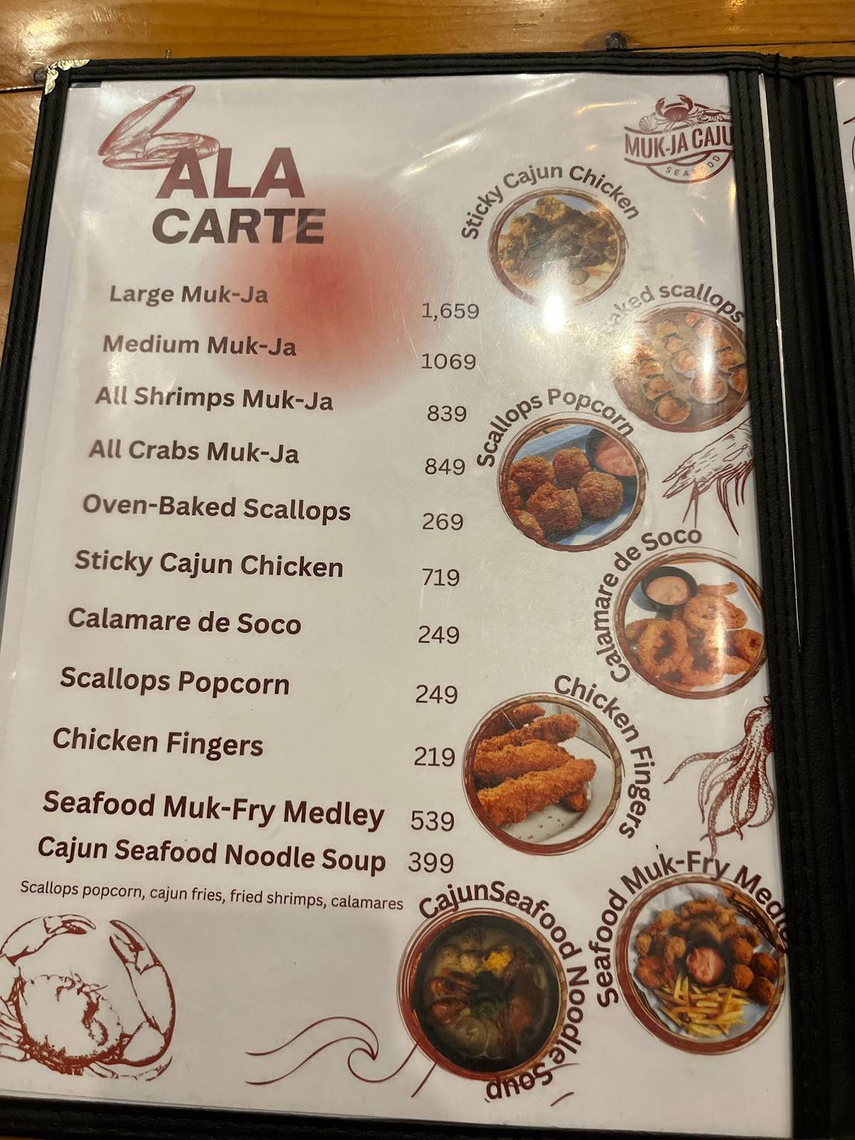 Menu at Muk-Ja Cajun Seafood Restaurant, Cebu City