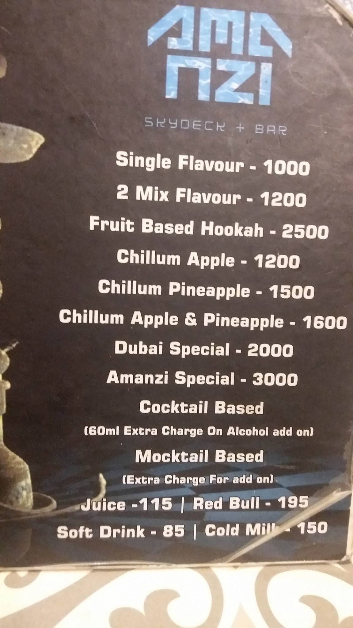 Menu at Amanzi Sky Deck and Bar, Mumbai