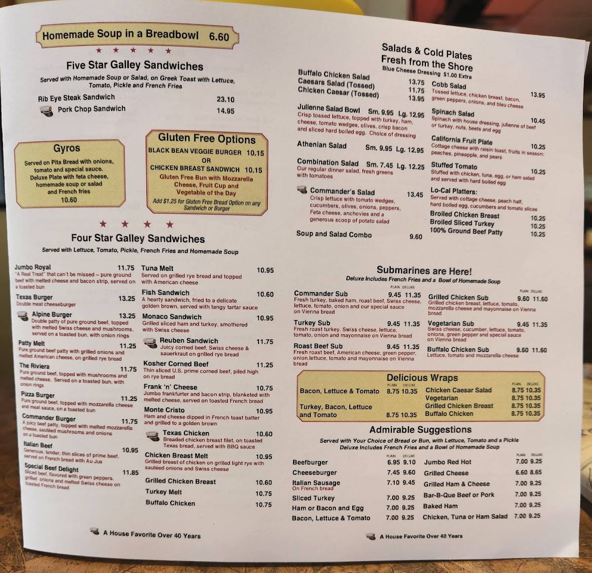Menu at Commander Restaurant, Munster