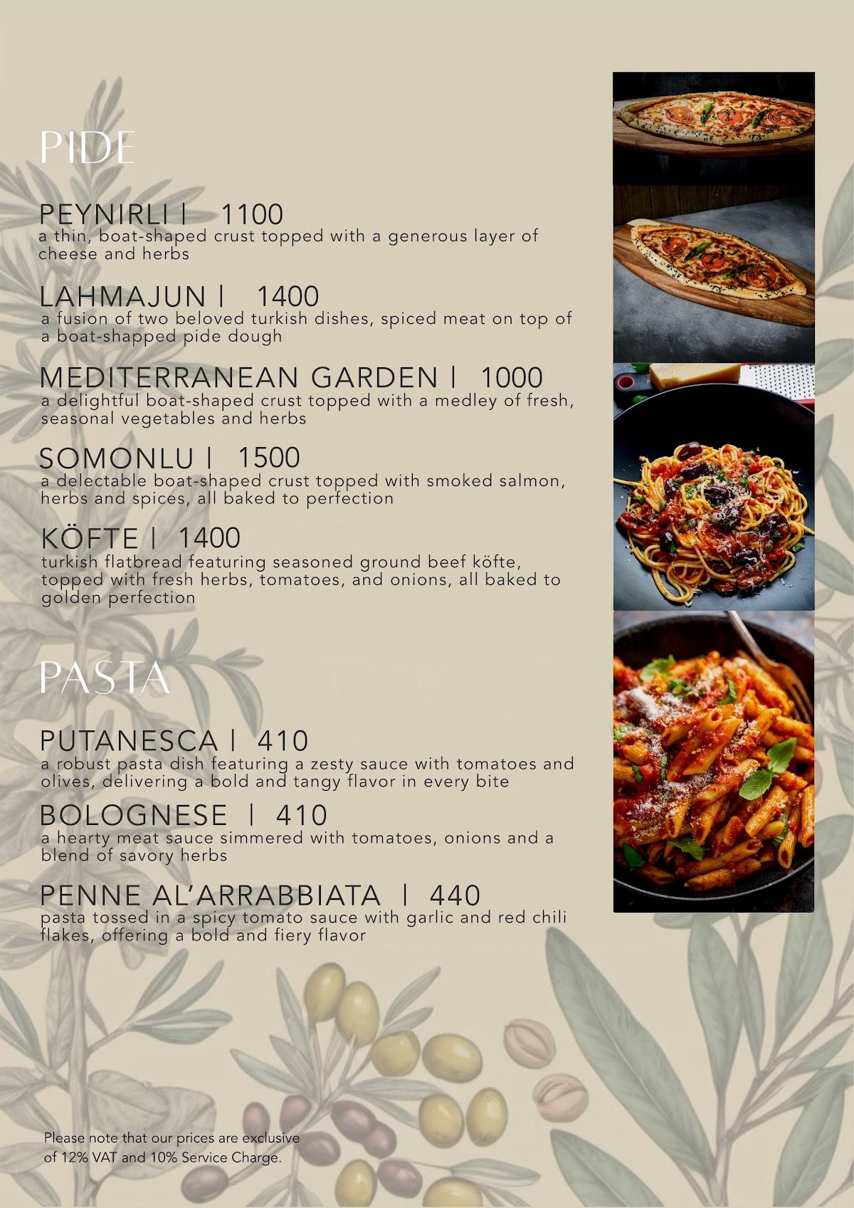 Menu at The Olive Tree Molito restaurant, Muntinlupa
