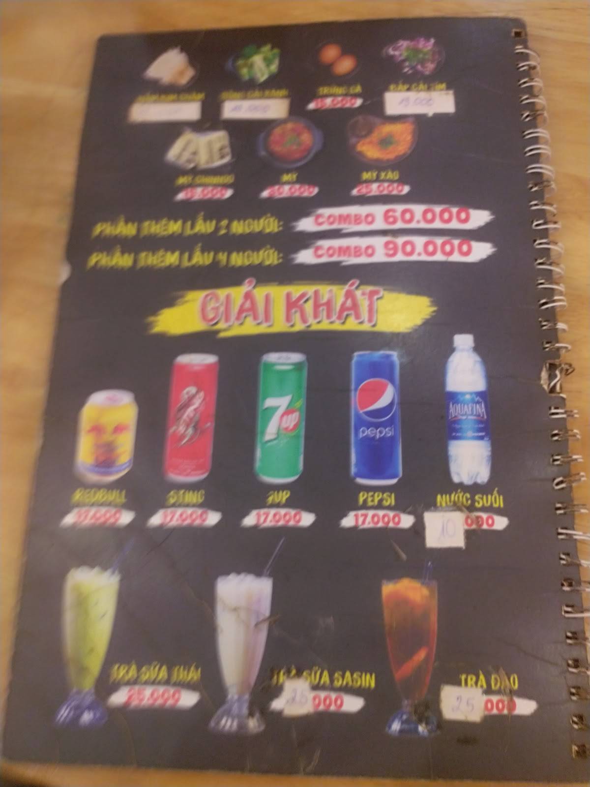 Menu at Mỳ cay Sasin 88 Xô Viết Nghệ Tĩnh restaurant, Da Nang