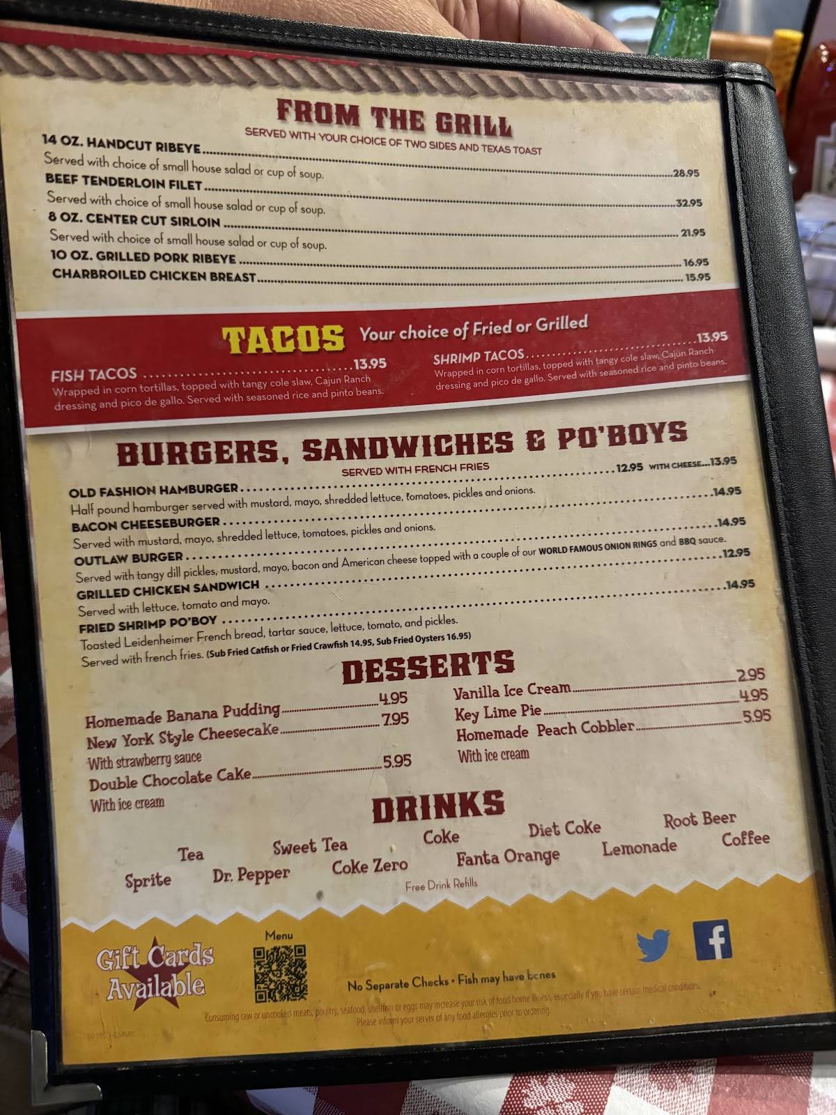 Menu at Clear Springs Restaurant, Nacogdoches