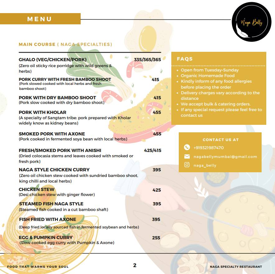 Menu at Naga Belly, Mumbai