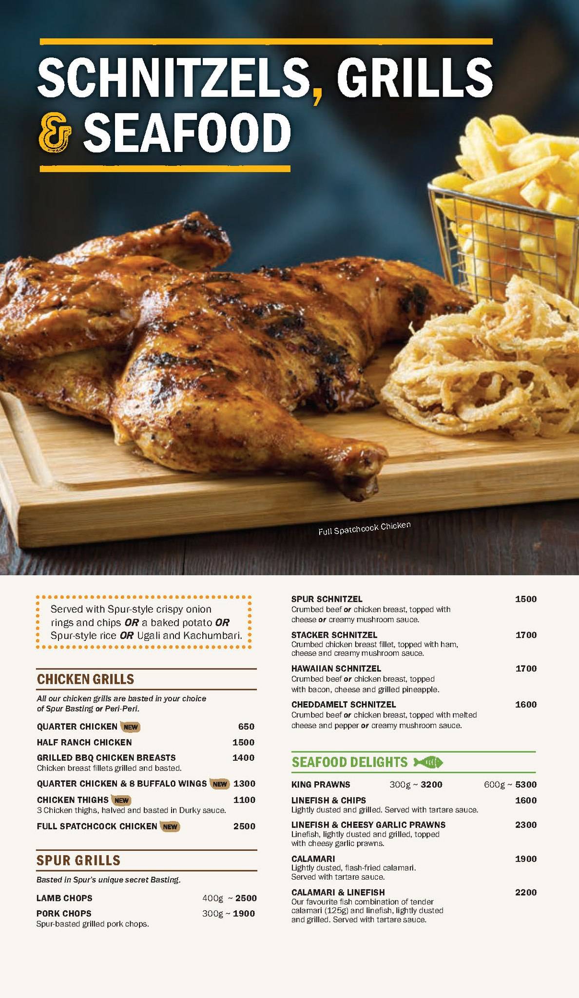 Menu at Silver Stream Spur Kenya BBQ, Nairobi, Unit RF08