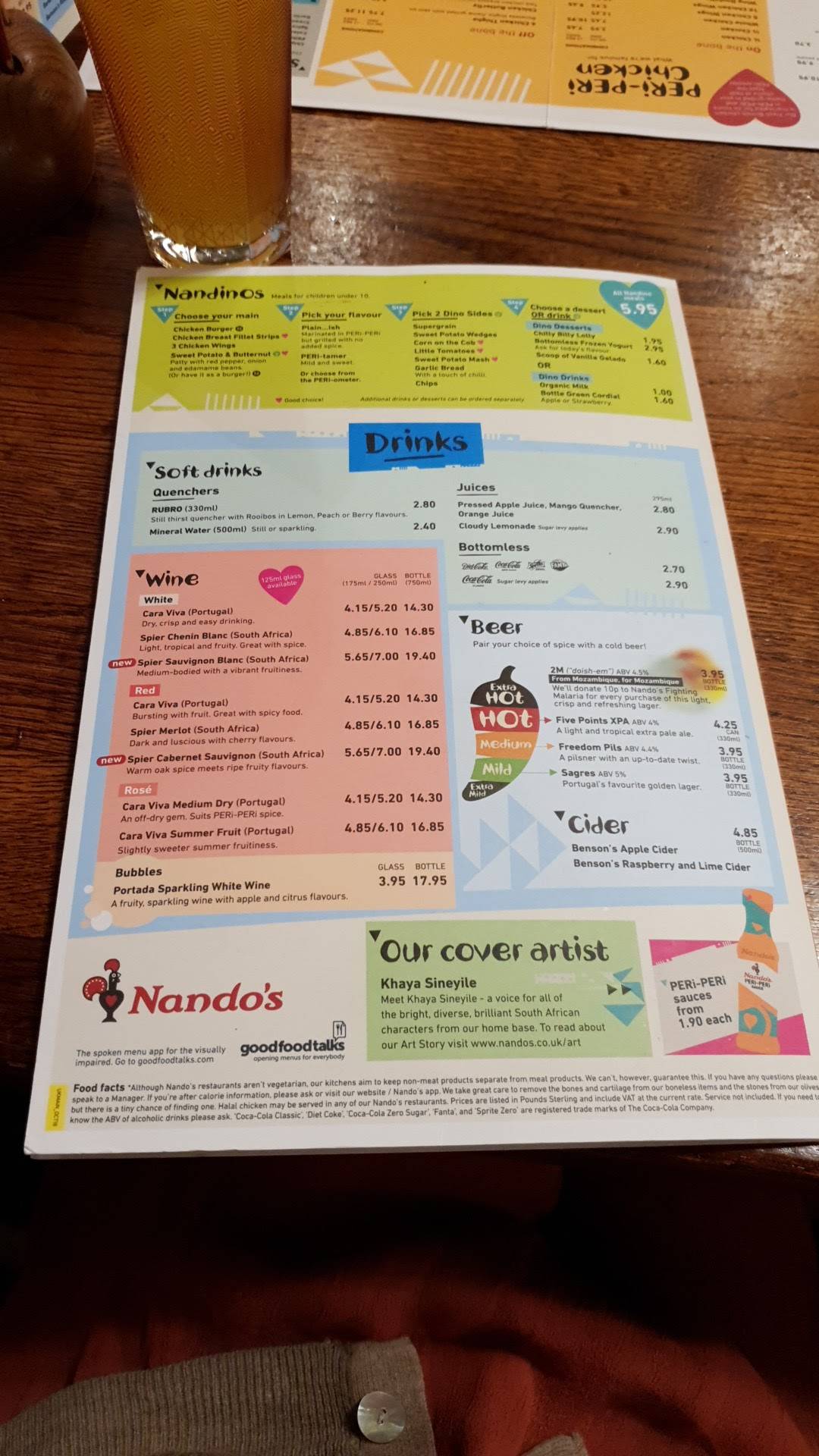 Menu at Nando's Norwich - Riverside fast food, Norwich, Unit 7b