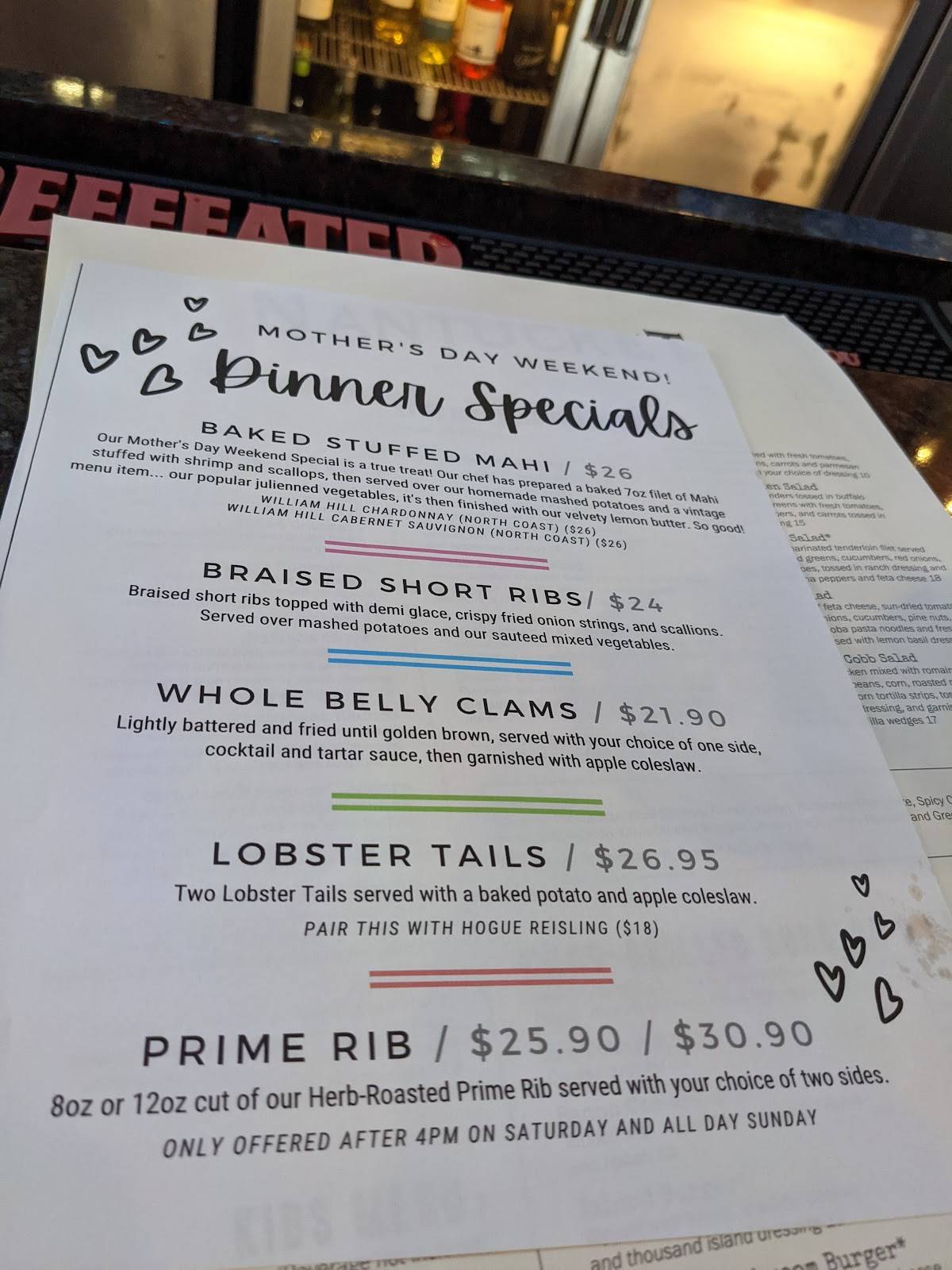 Menu at Nantucket Grill pub & bar, Raleigh