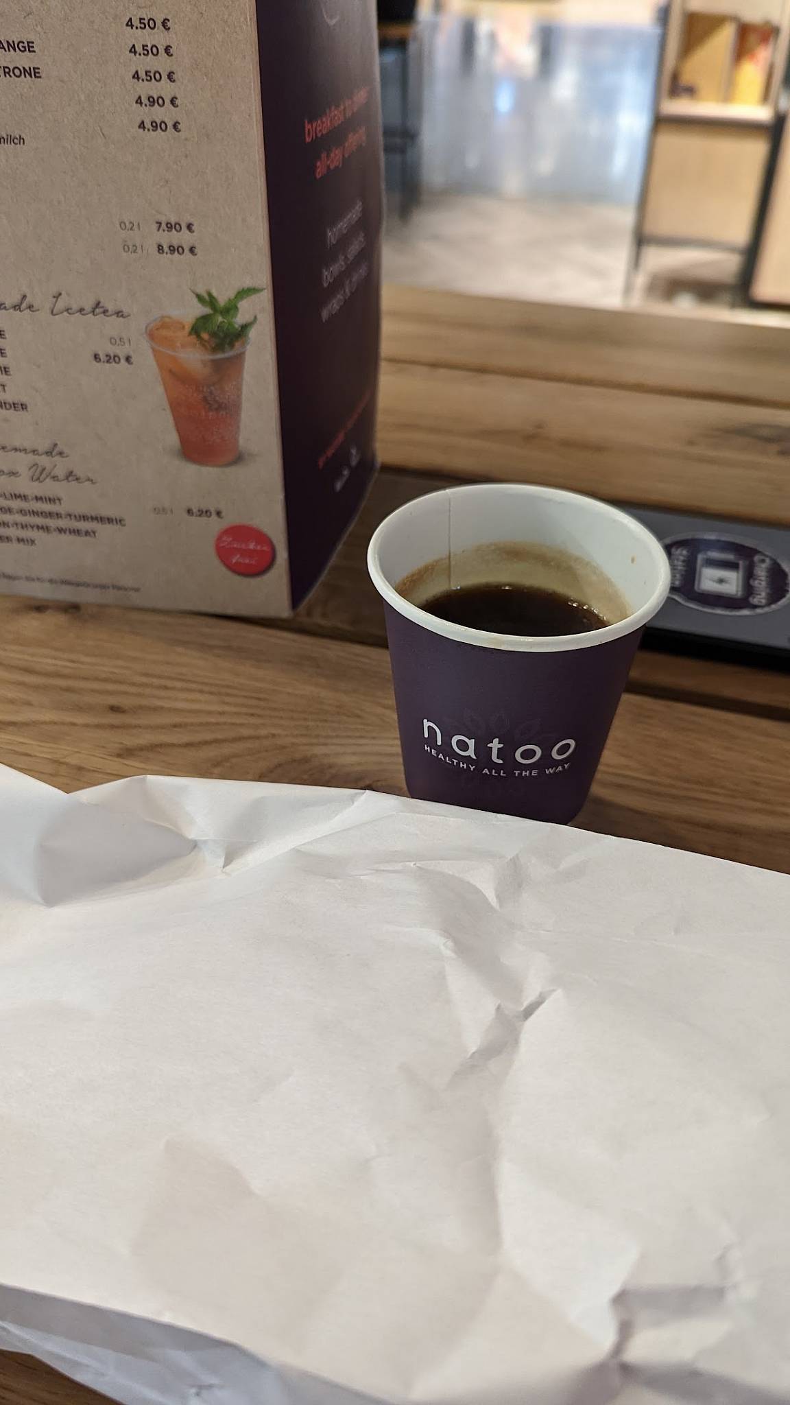 Menu at Natoo restaurant, Frankfurt, Hugo-Eckener-Ring 1/Area A