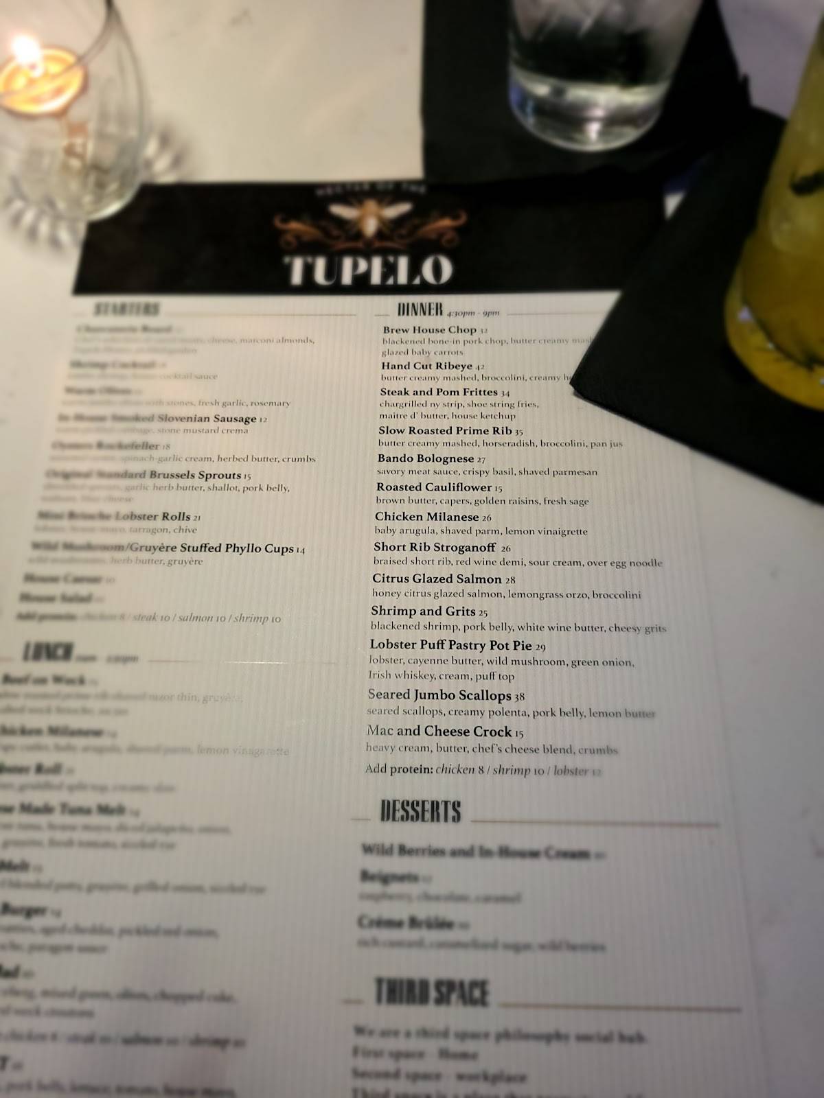Menu at Nectar of the Tupelo Euclid pub & bar, Euclid