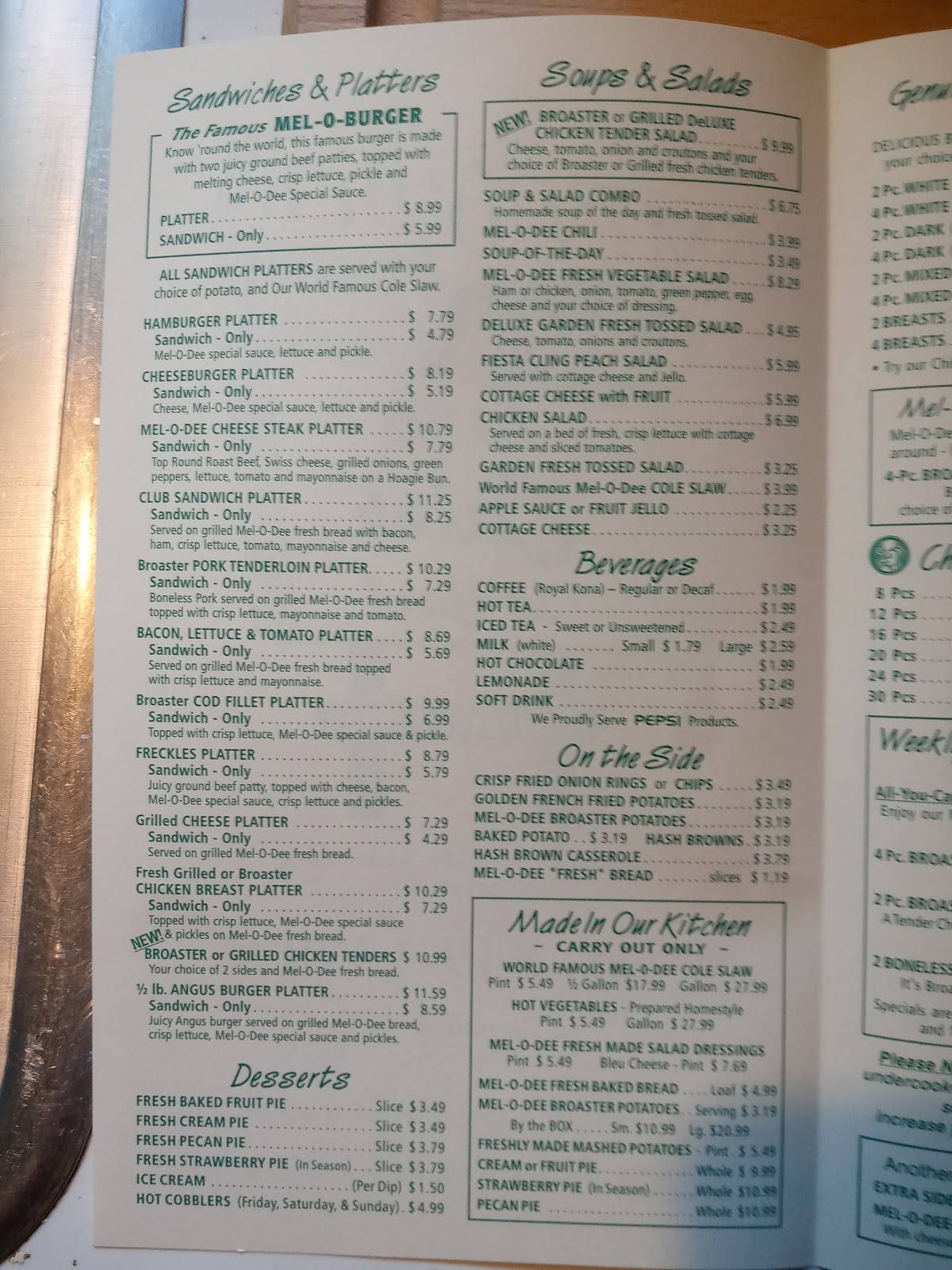Menu at Mel-O-Dee Restaurant & Catering, New Carlisle