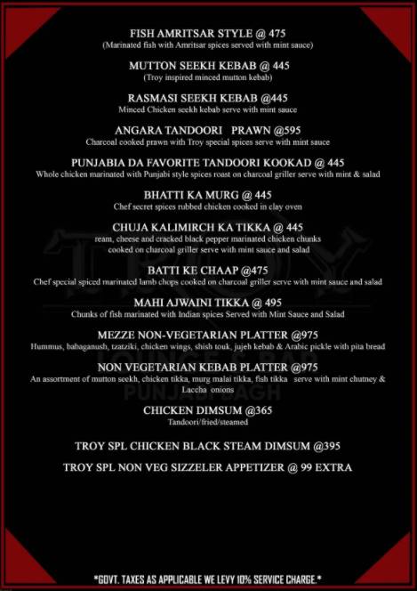 Menu at Troy Lounge & Bar, Delhi