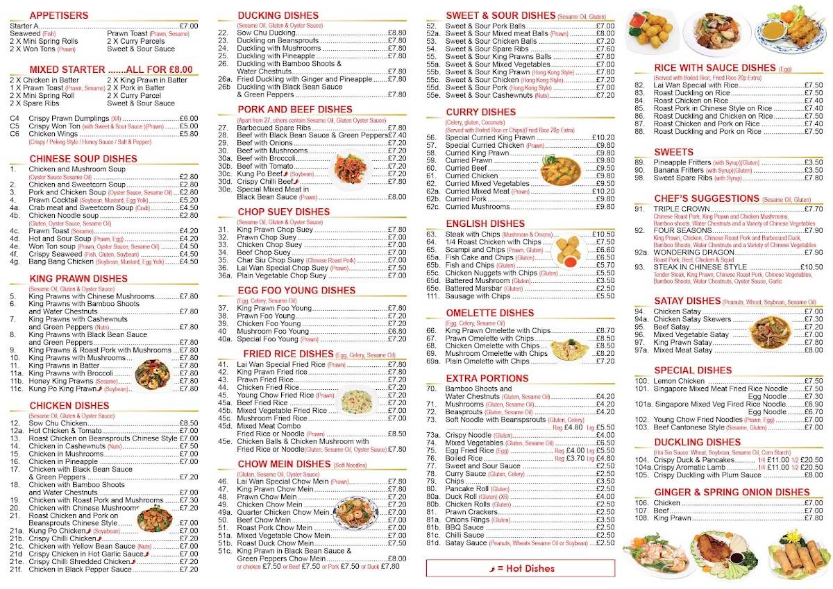 Menu at New Lai Wan fast food, Liskeard