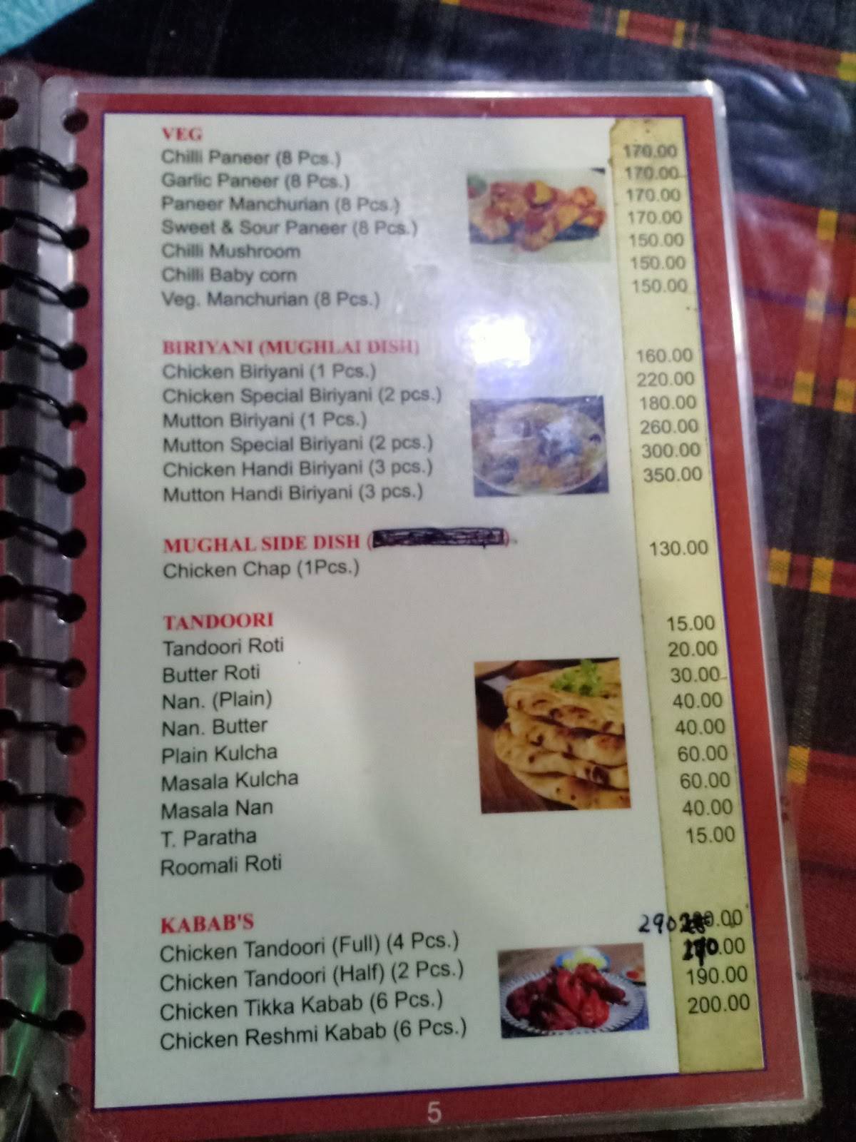 Menu at New Urmila Restora, Uttarpara Kotrung