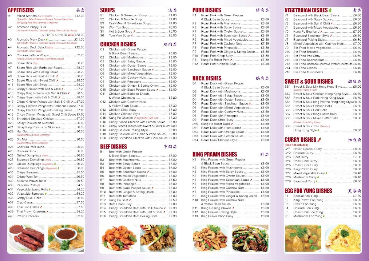 Menu at New Yicken Takeaway restaurant, Dorking
