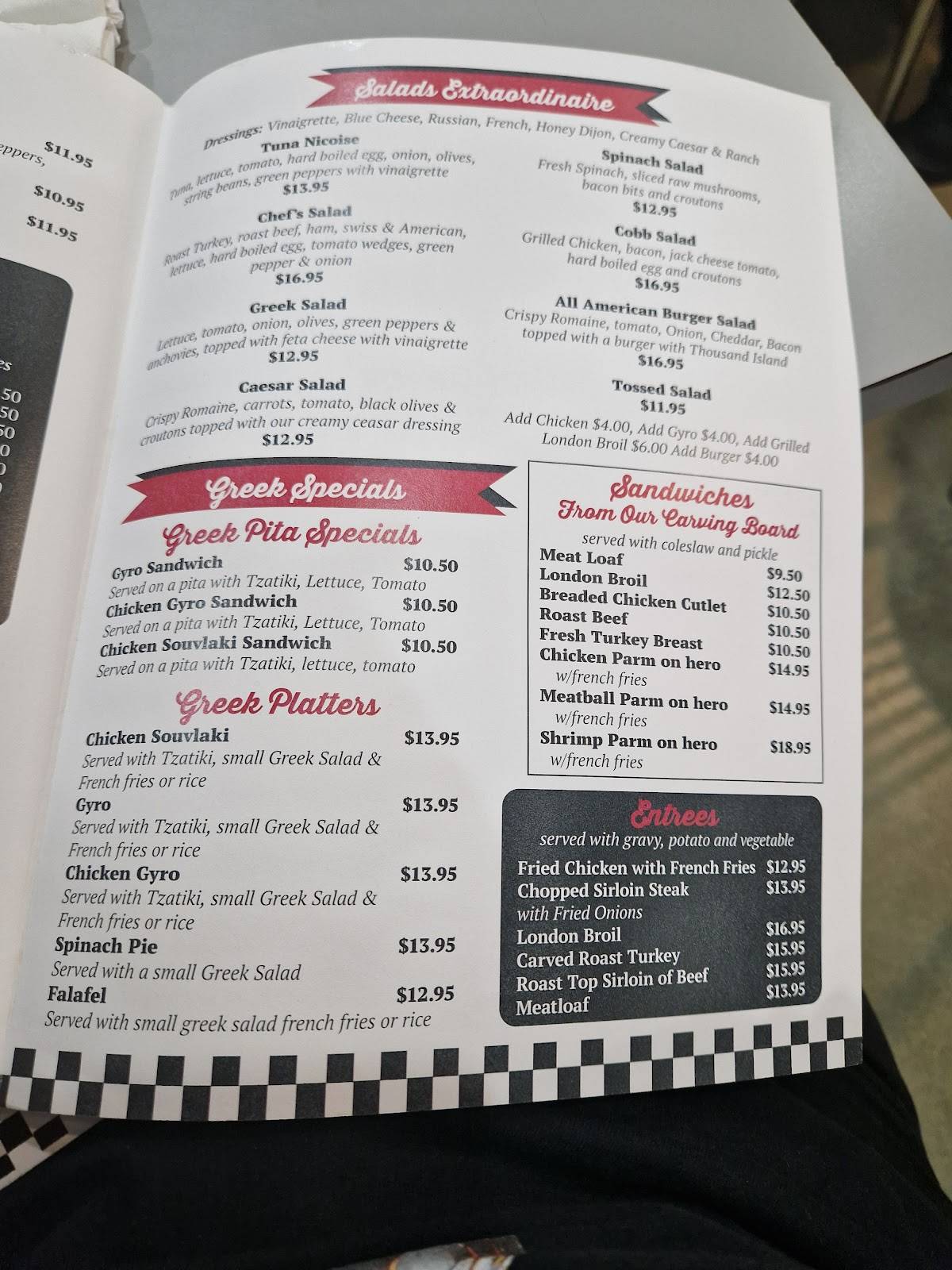 Menu at Pearl Diner restaurant, New York City