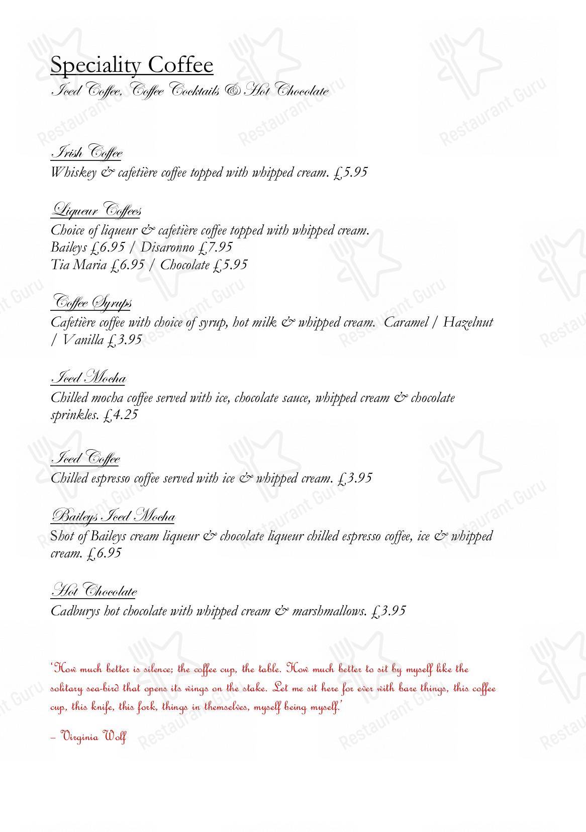 Menu at Whitmore Tea Rooms cafe, Newcastle-under-Lyme