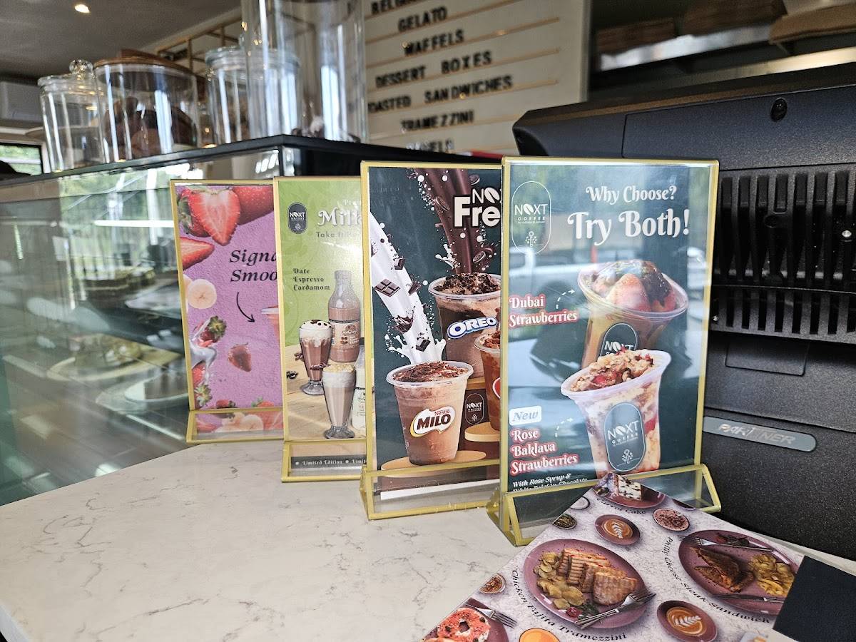 Menu at NextCoffee Cafe, Pietermaritzburg