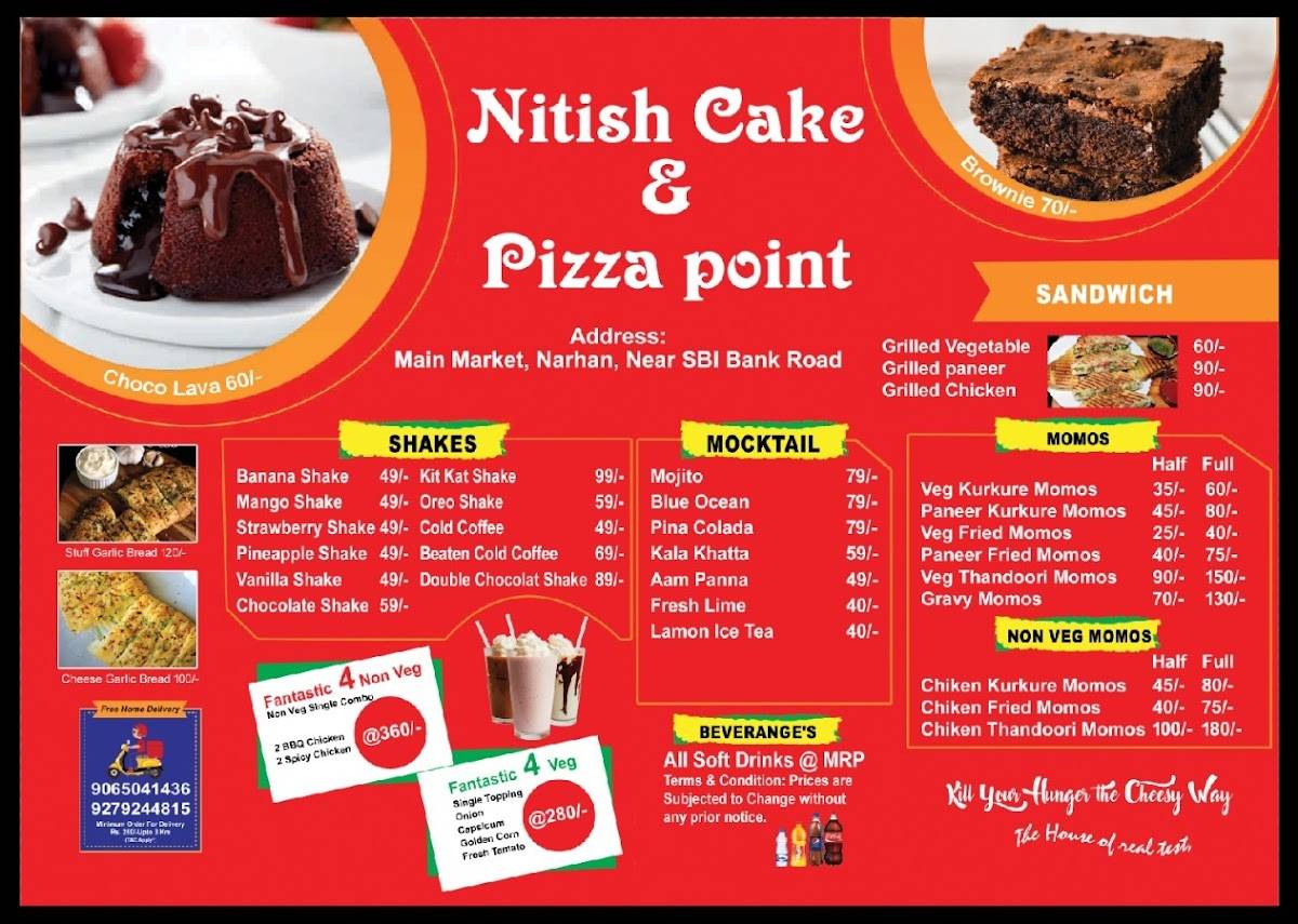 Menu at Nitish cake & Pizza point, Narhan