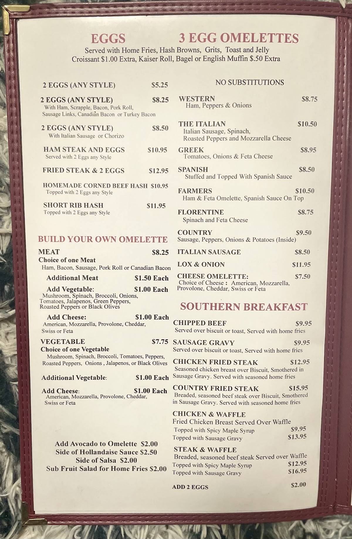 Menu at Northfield Diner cafe, Northfield