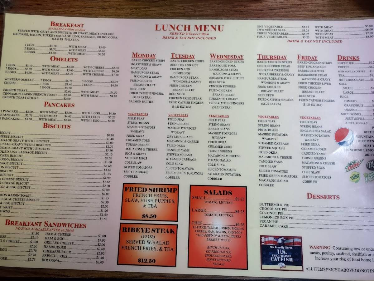 Menu at City Cafe, Northport