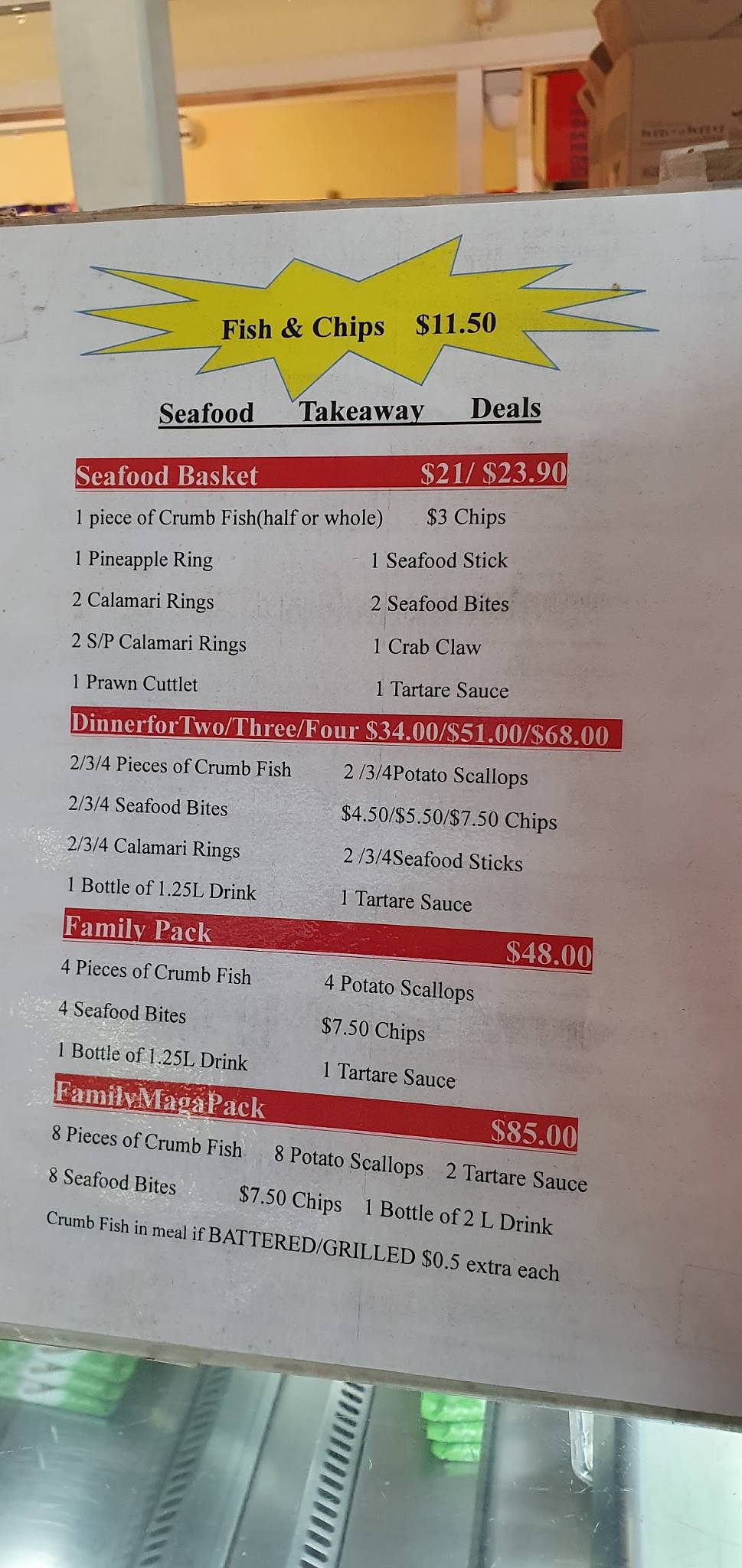 Menu at Northside Convenience & Takeaway fast food, Dalby
