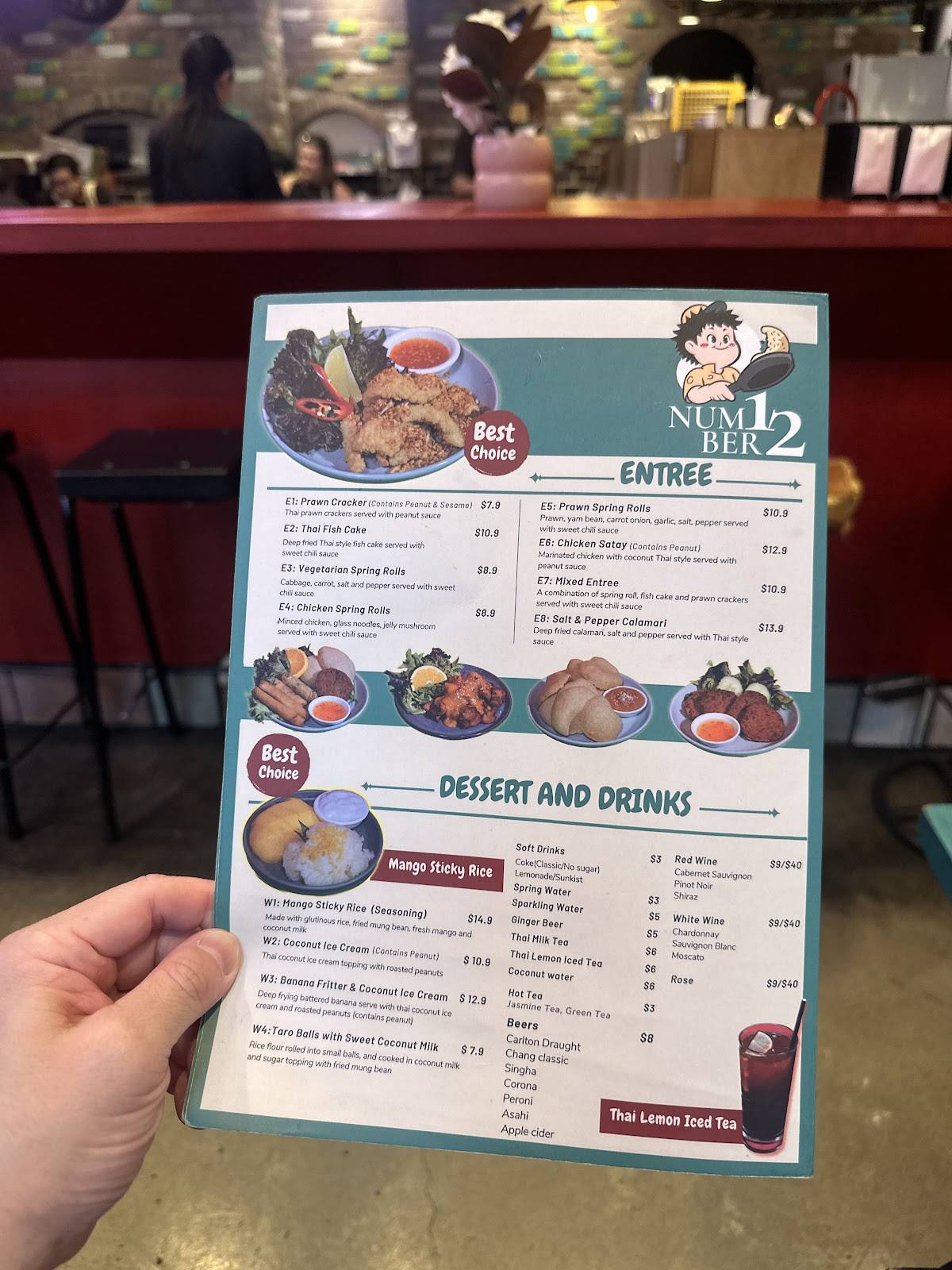Menu at Number 12 Thai Restaurant, Melbourne