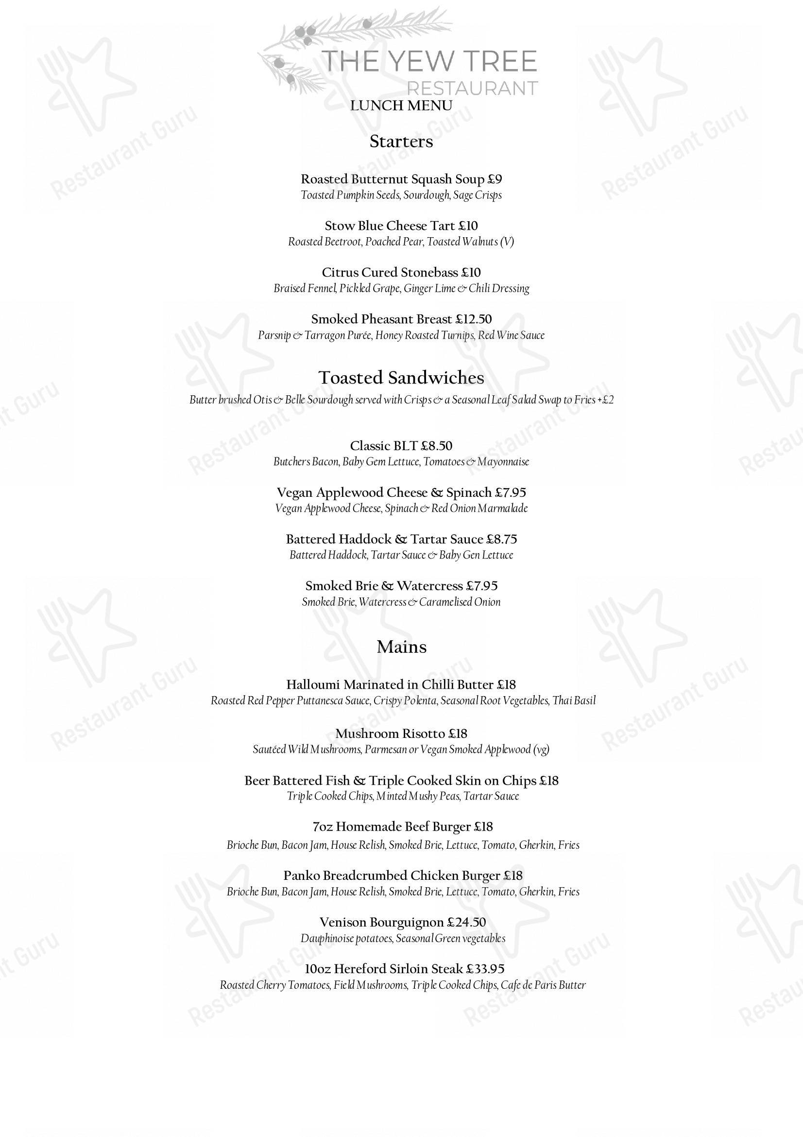 Menu at Number Four at Stow - Hotel & Restaurant, Bourton-on-the-Water