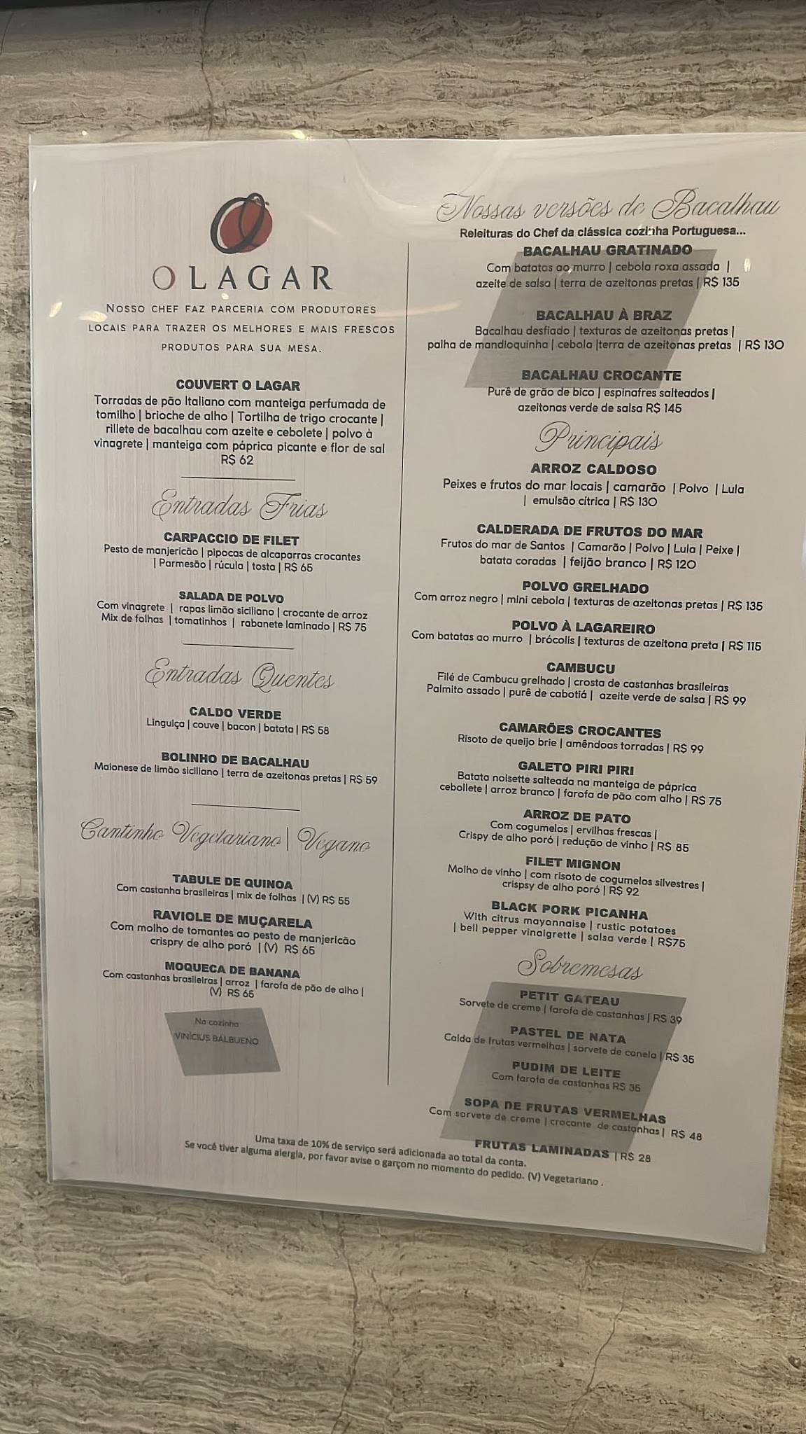 Menu em O Lagar - Cozinha Portuguesa restaurante, Santos