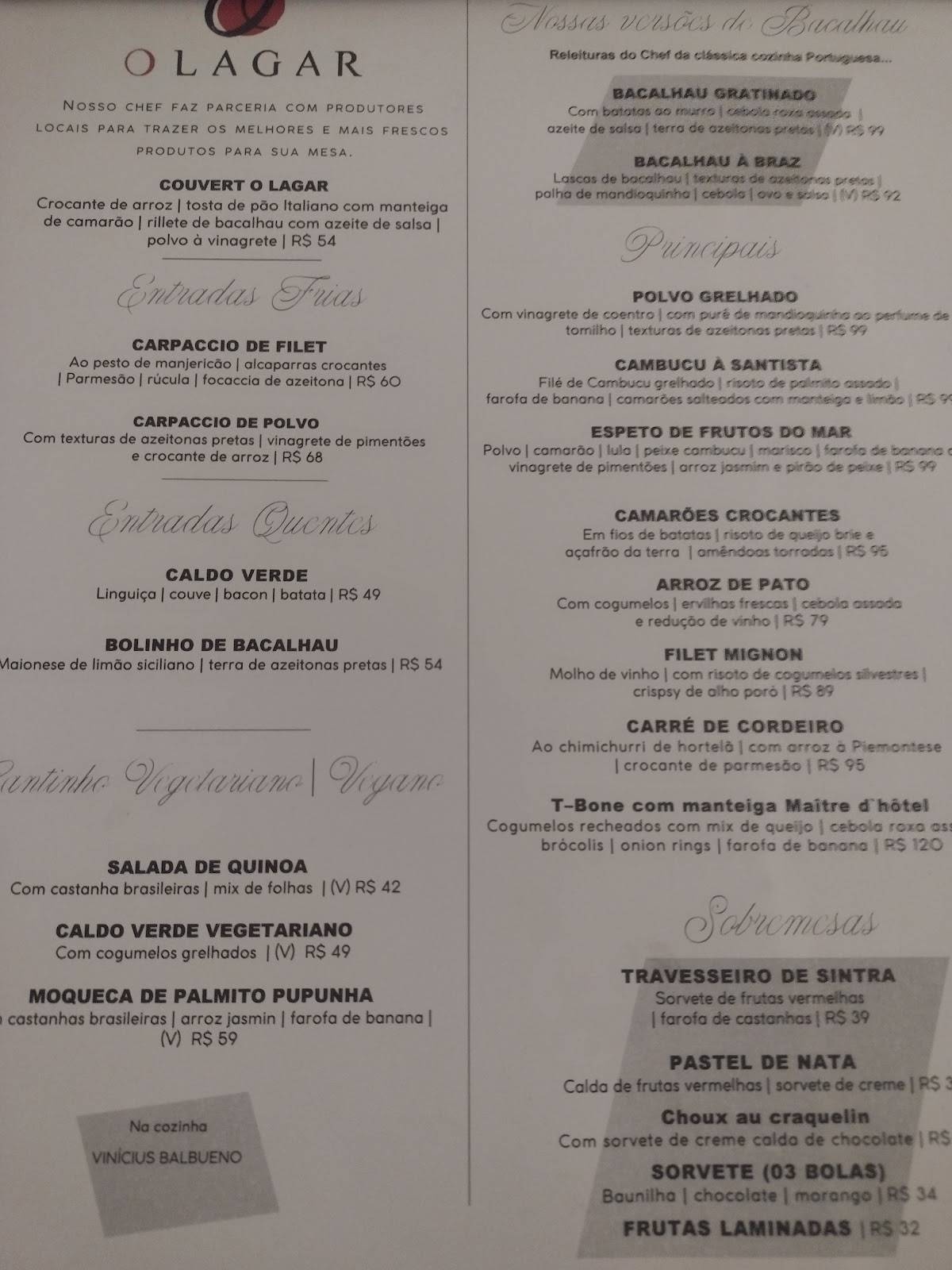 Menu em O Lagar - Cozinha Portuguesa restaurante, Santos