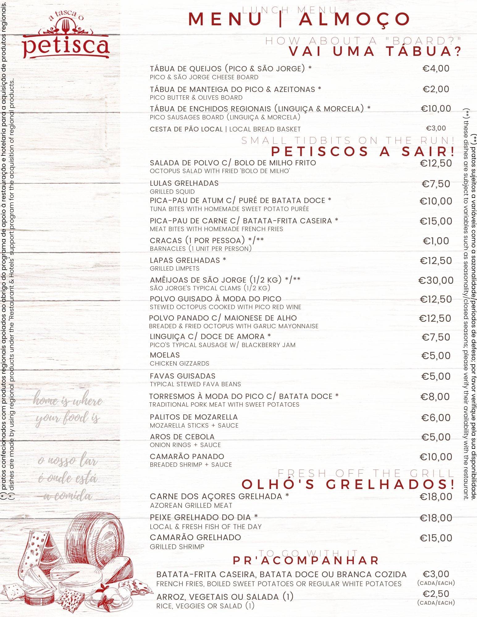 Menu em Tasca O Petisca restaurante, Madalena