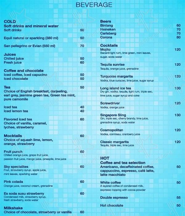 Menu at OKU - Hotel Indonesia Kempinski pub & bar, Jakarta, Hotel ...