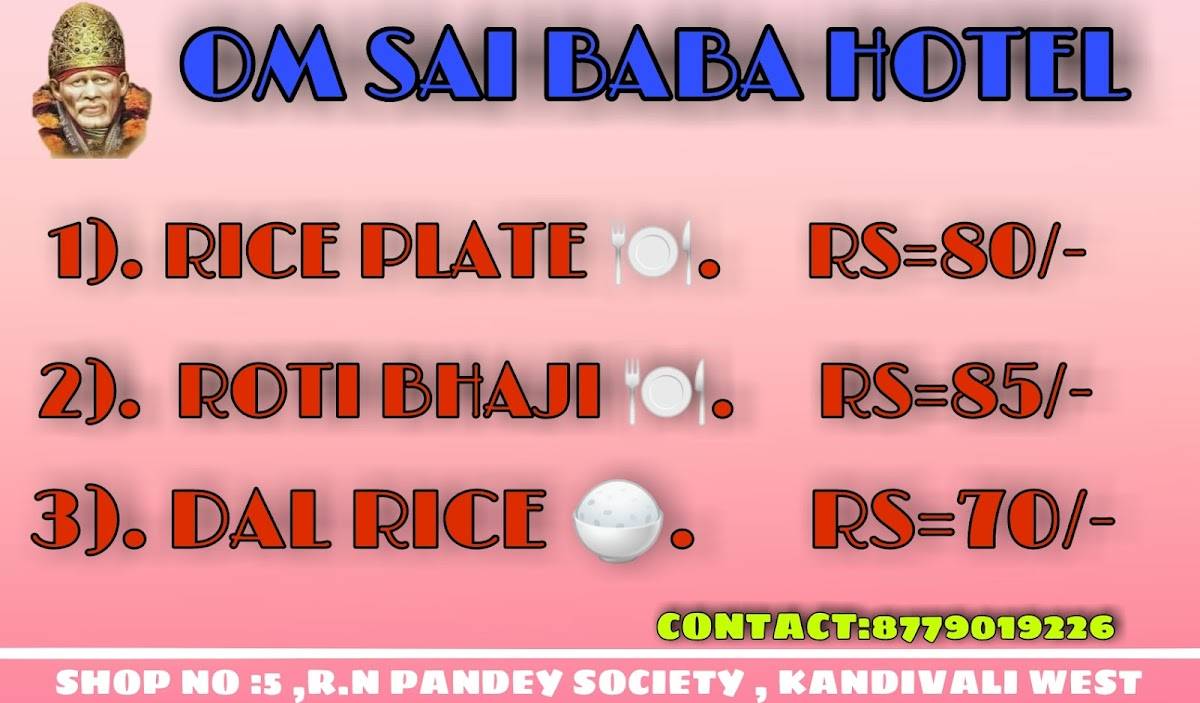 Menu at OM SAI BABA HOTEL, Mumbai